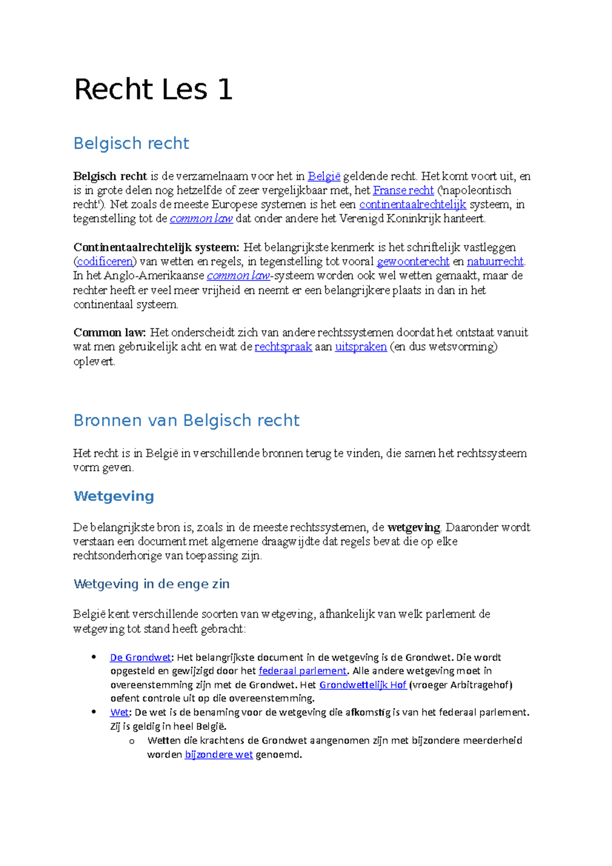 Nota's inleiding tot het recht - College - aantekeningen, college 1 ...