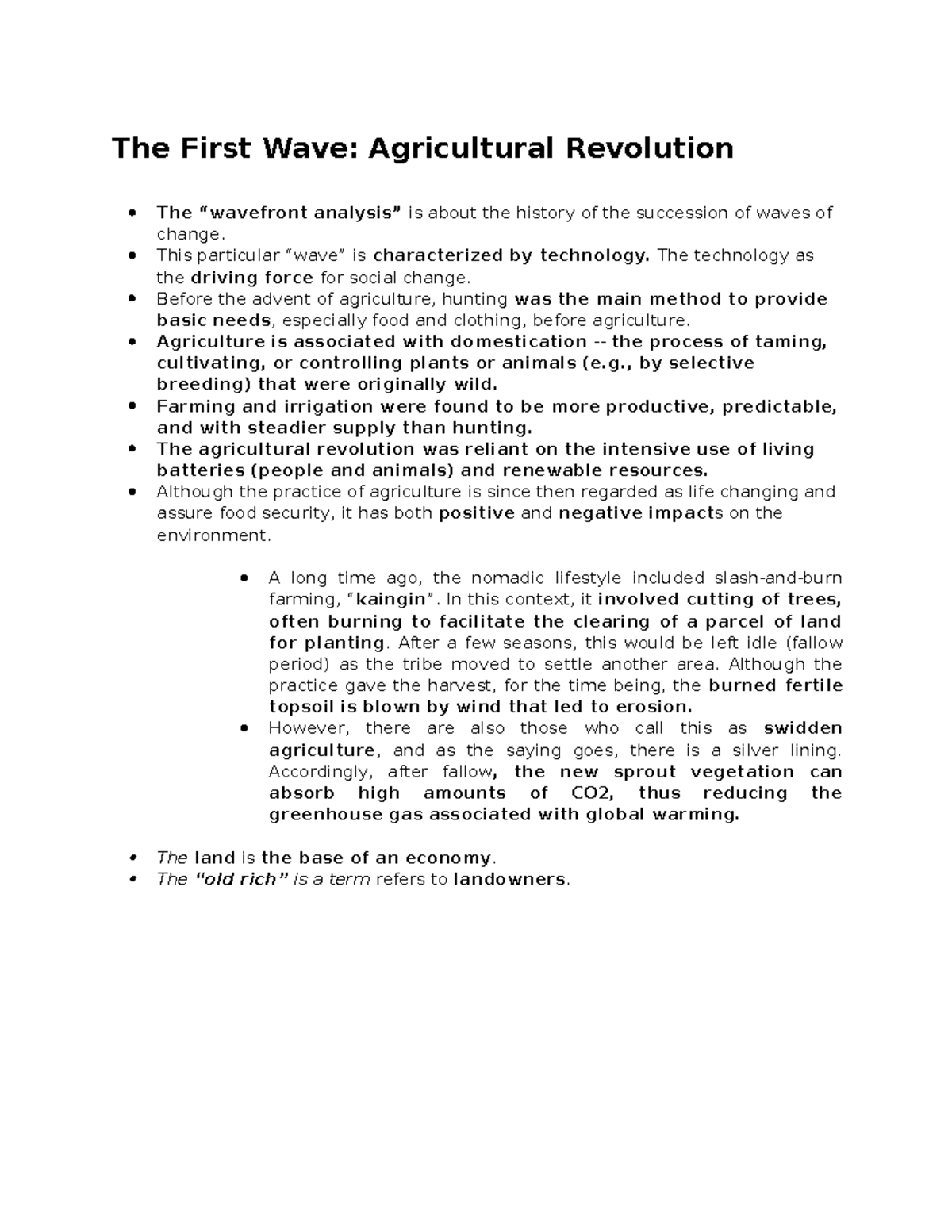 The First Wave of Technology - The First Wave: Agricultural Revolution ...