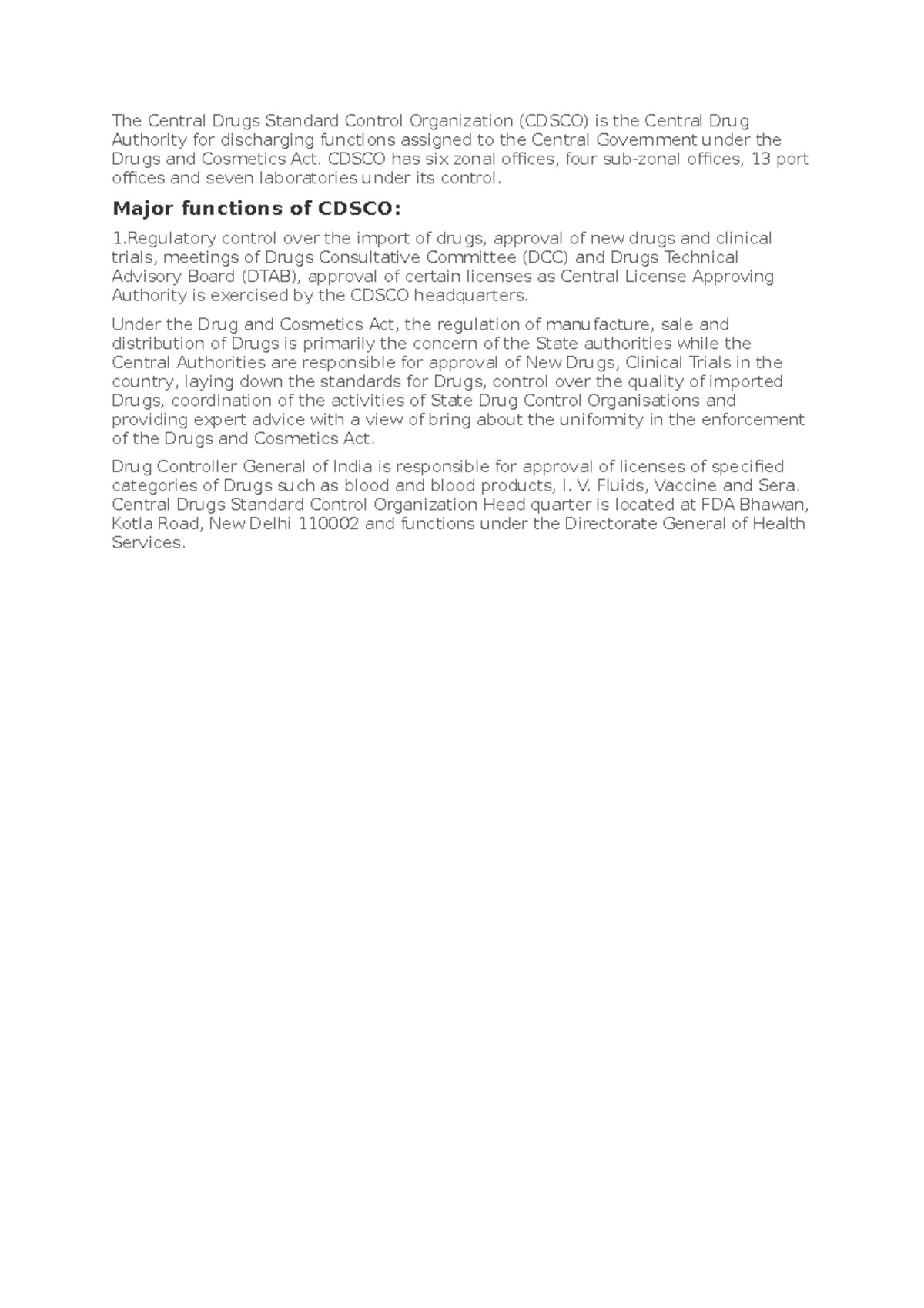 Cdsco - The Central Drugs Standard Control Organization (CDSCO) is the ...
