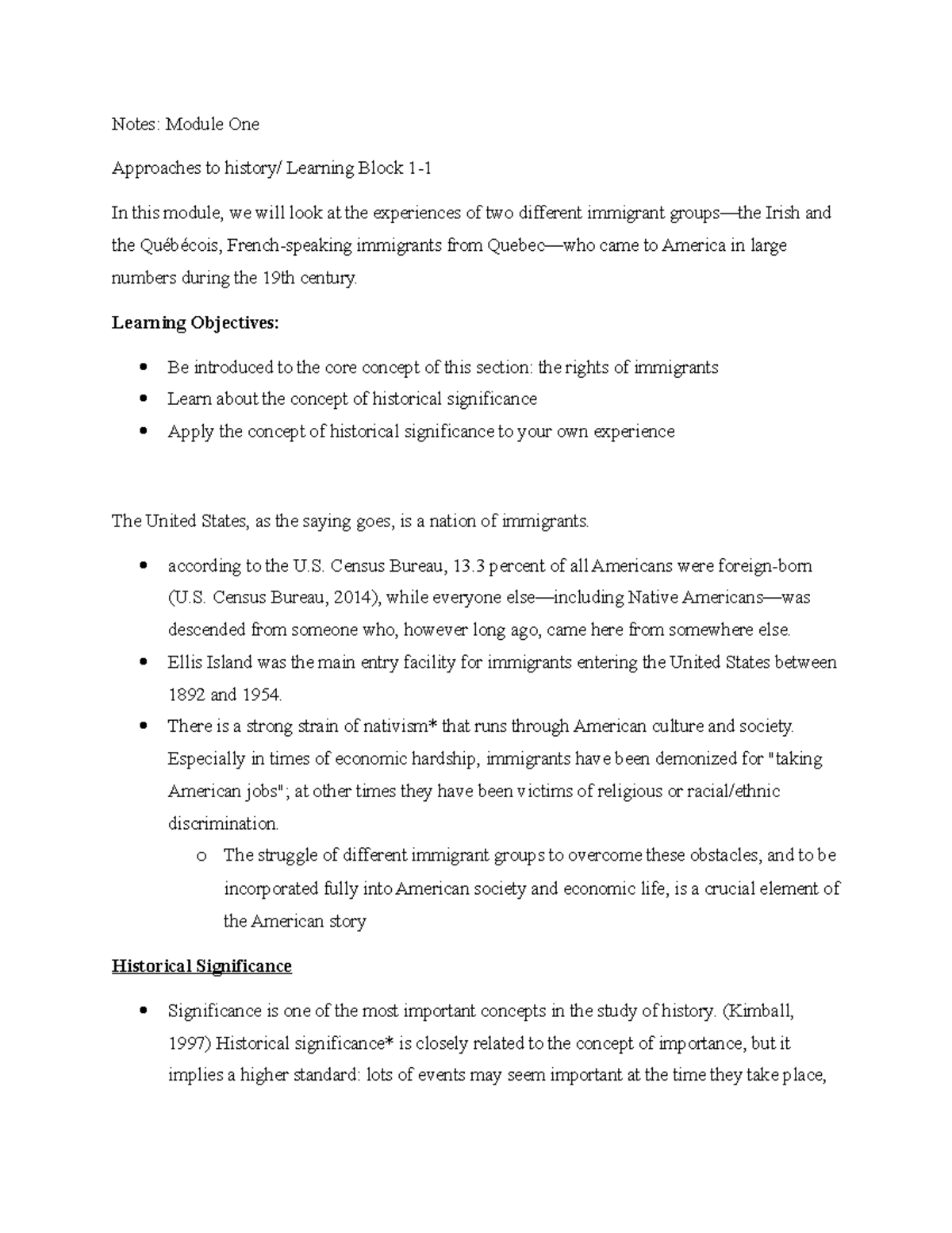 HIS-200 Module 1 Chapter 1 Reading Notes - Notes: Module One Approaches ...