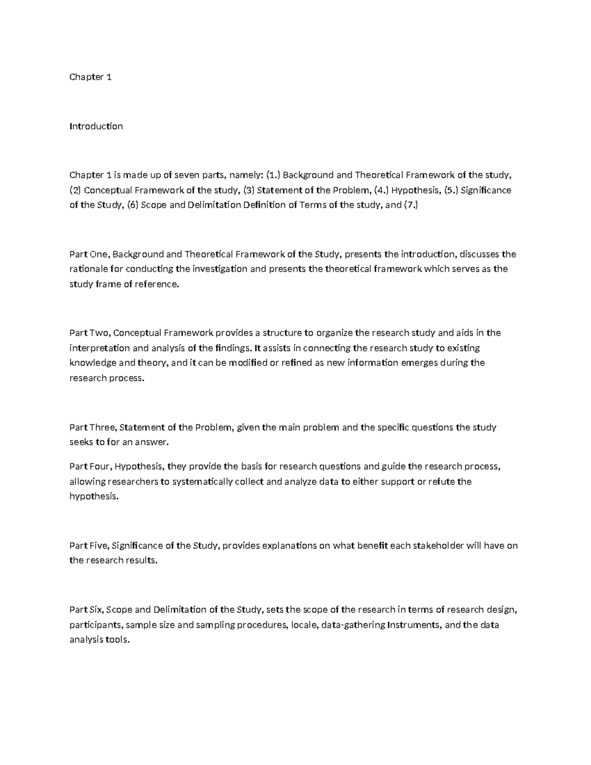 Chapter 1-research - Summary BSEd Science - Chapter 1 Introduction Chapter 1 is made up of seven ...