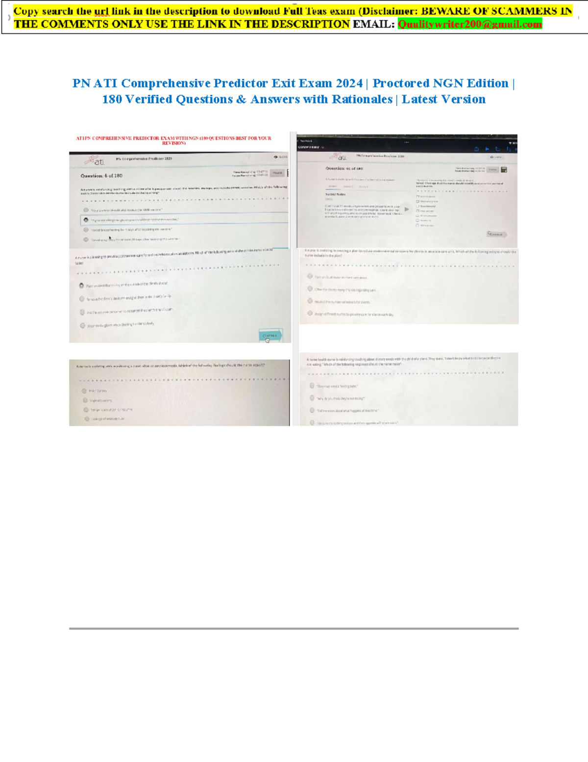 All 2024 PN ATI Comprehensive Predictor Exam 180 Verified Questions ...