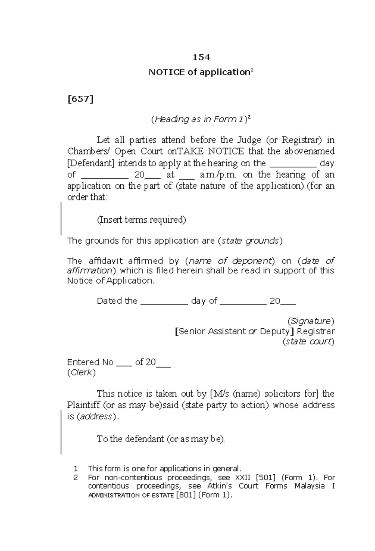 154 Notice of application - 154 NOTICE of application 1 [657] (Heading ...