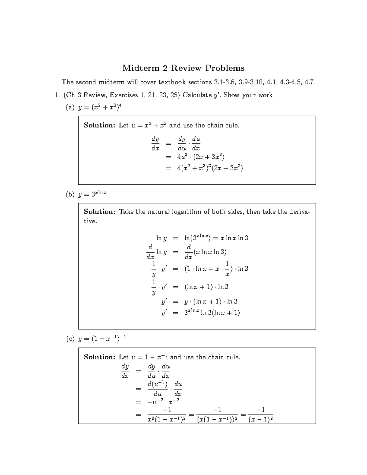 Review 2 - Practice problems for exam 2 - Midterm 2 Review Problems The ...