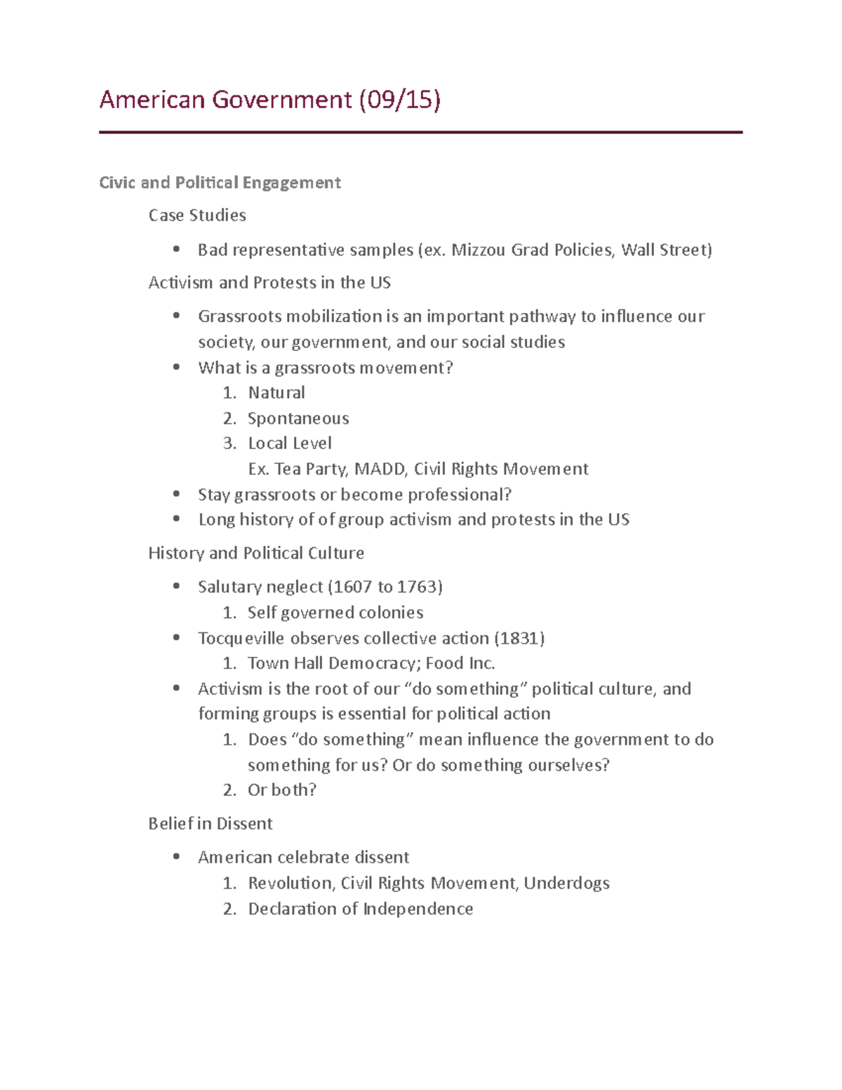 Docx (12) - Detailed class notes from American Government (POLISCI 1100 ...