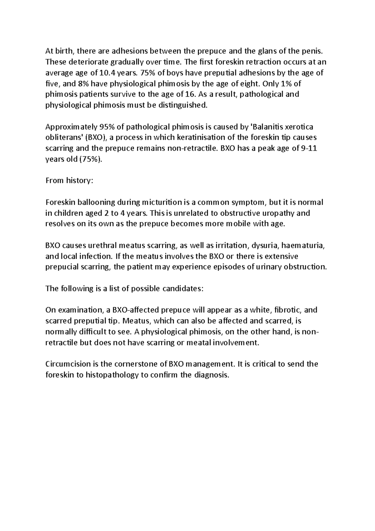 Balanitis xerotica obliterans (BXO) - At birth, there are adhesions ...