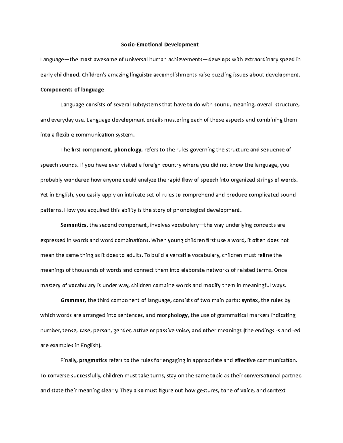 Module 5 cd - Socio emotional development of children - Psychology - MG ...