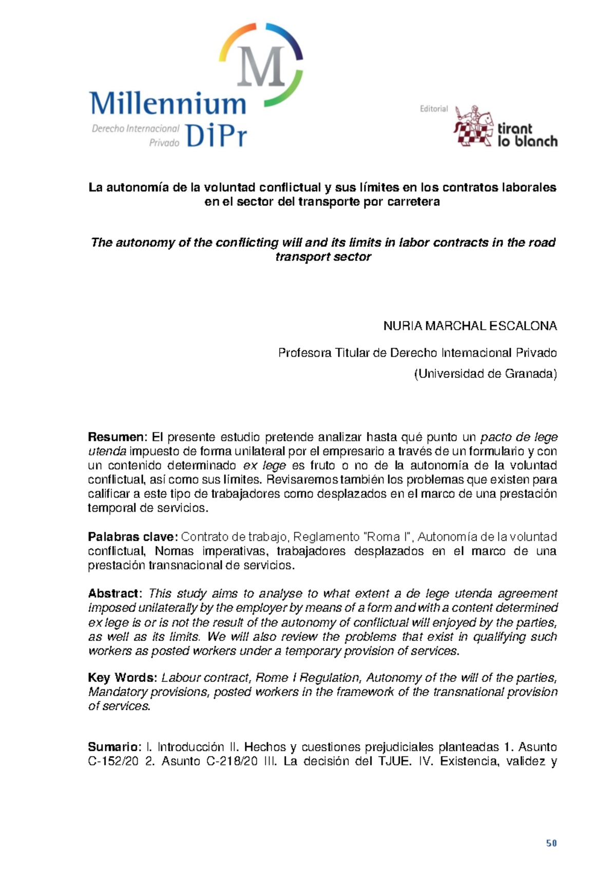 La Autonomia De La Voluntad Conflictual YSus Limites En Los-8170519 ...