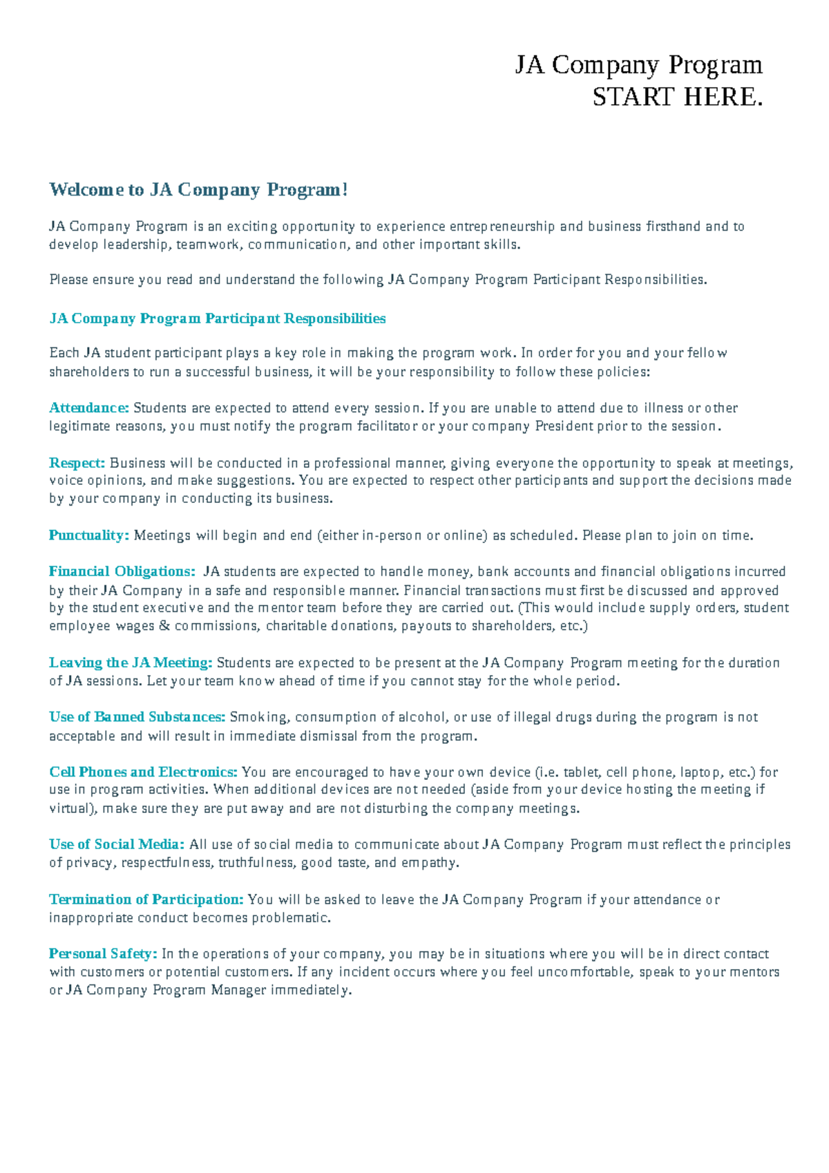 Tt - jjjnjnjn - JA Company Program START HERE. Welcome to JA Company ...