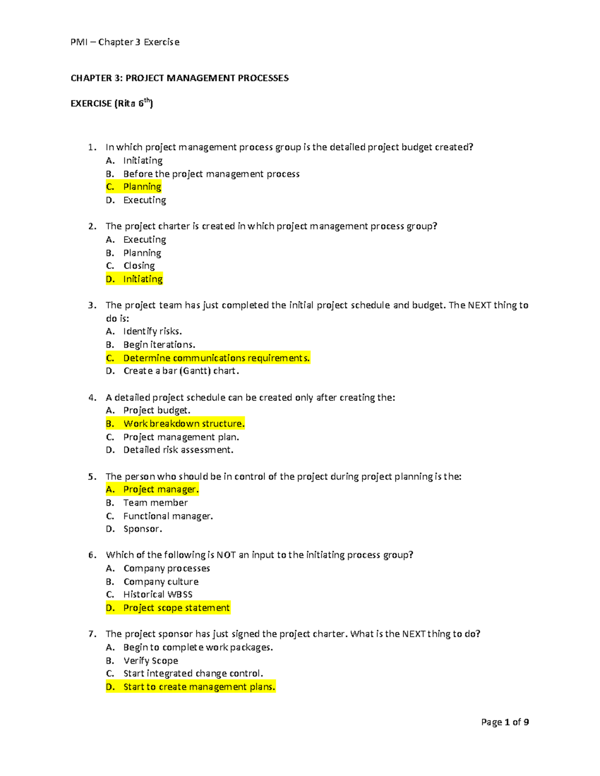 PMI C3 Exercise Chapter 3 Questions CHAPTER 3 PROJECT MANAGEMENT pmi-c3-exercise-chapter-3-questions-chapter-3-project-management
