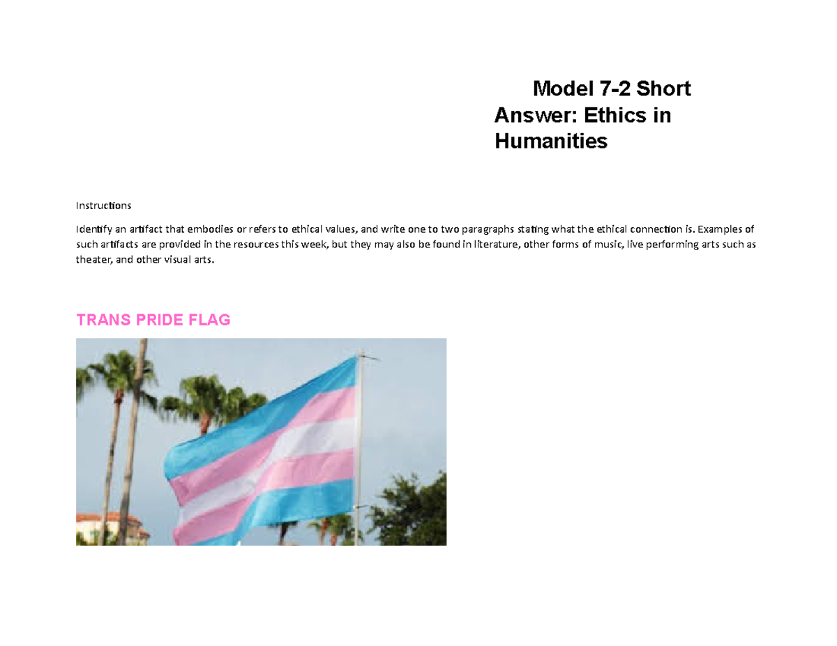 Model 7-2 Short Answer Ethics in Humanities - HUM 100 - SNHU - Studocu