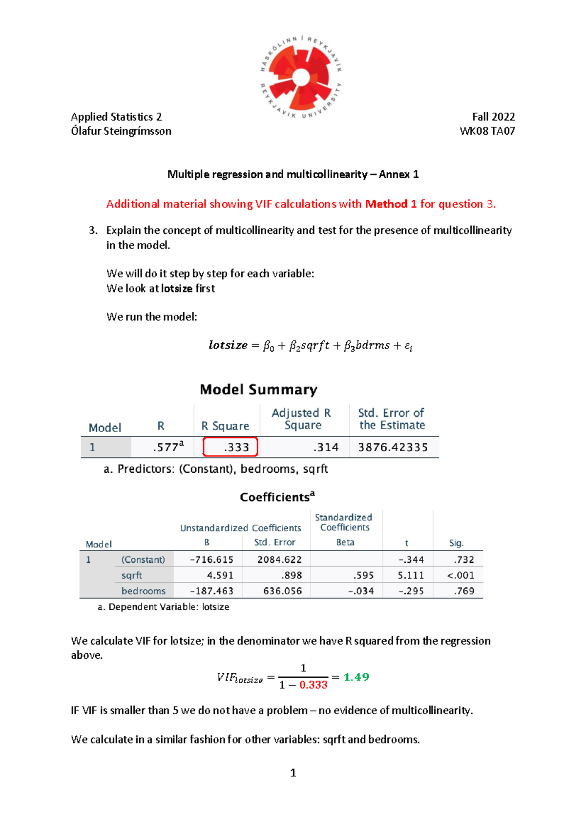 Applied Statistics 2 - TA class 7 - solutions Annex 1 - Applied ...