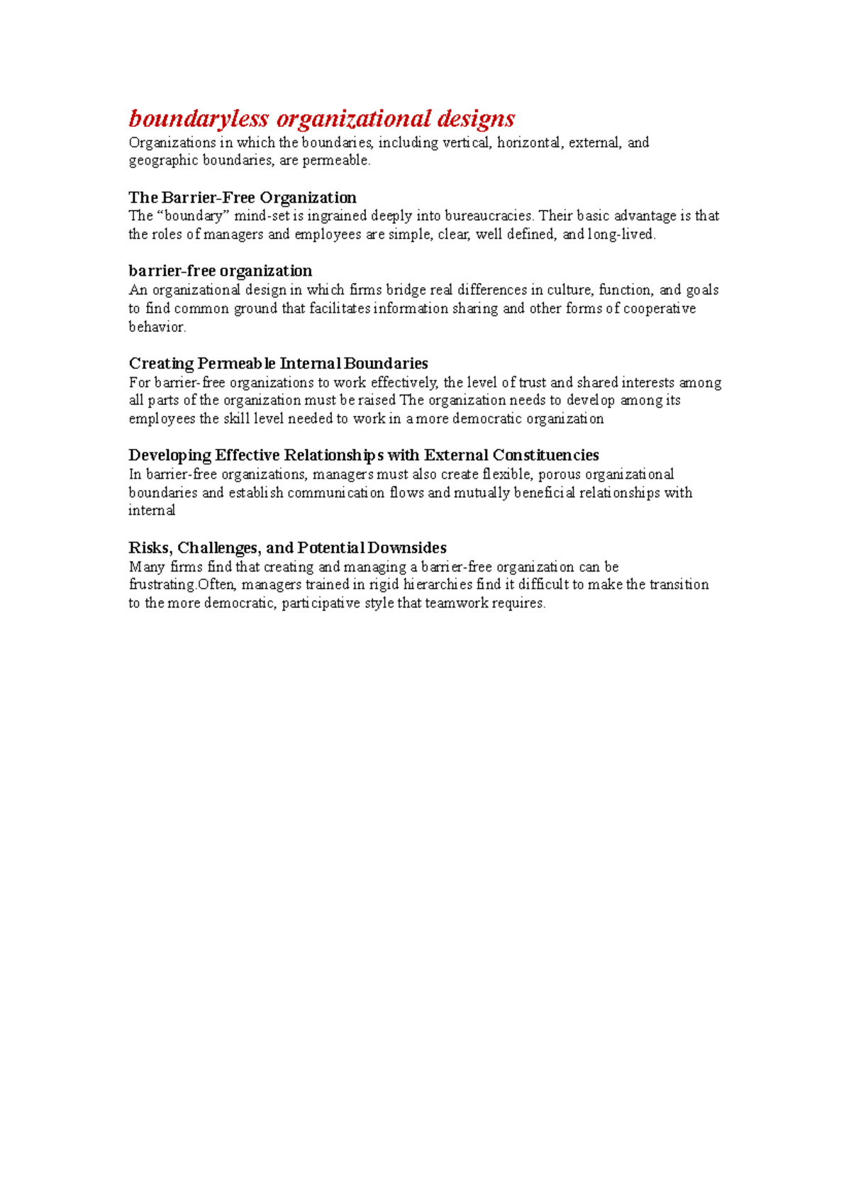 Boundaryless organizational designs - boundaryless organizational ...