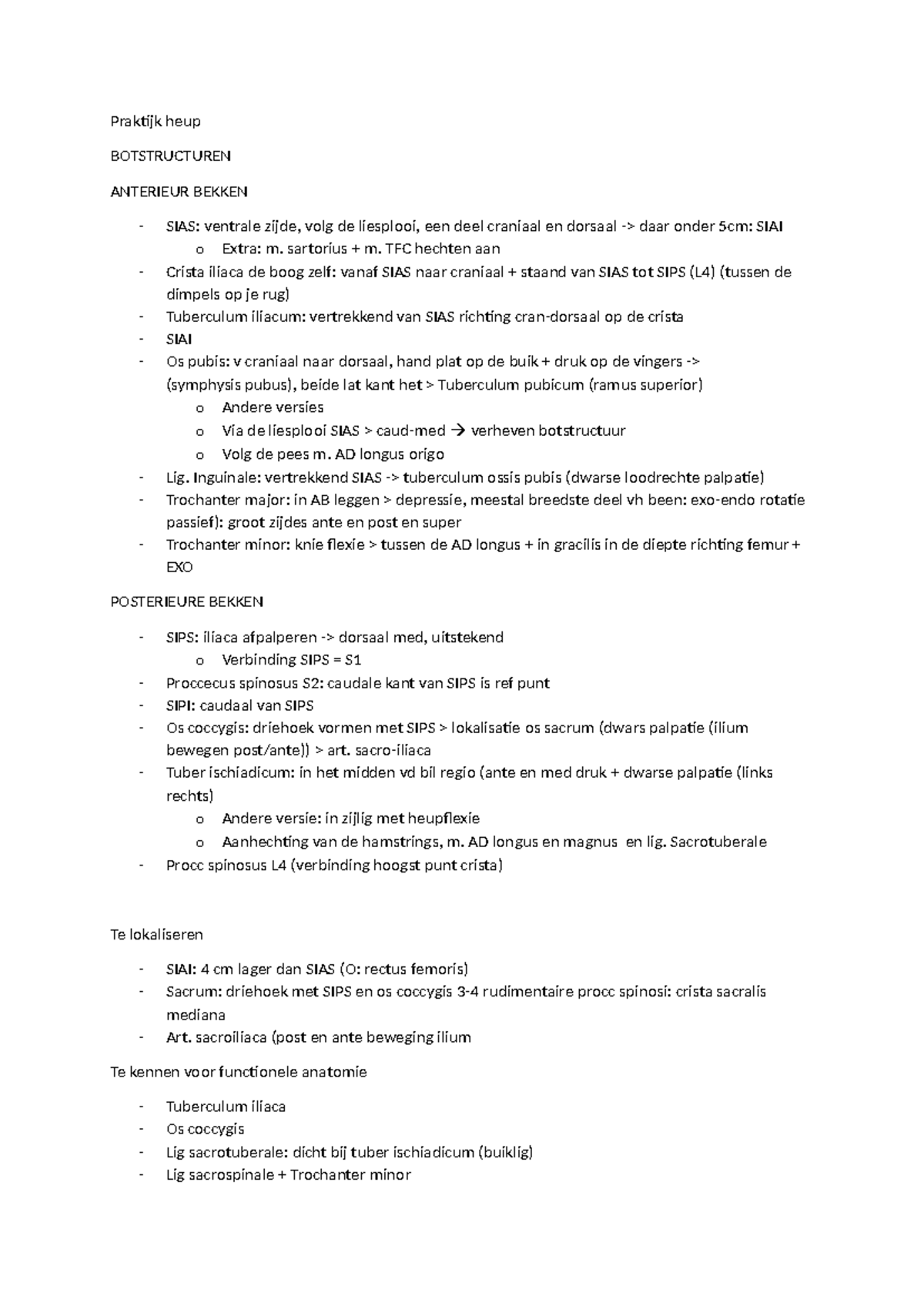 Praktijk heup - Praktijk heup BOTSTRUCTUREN ANTERIEUR BEKKEN - SIAS ...