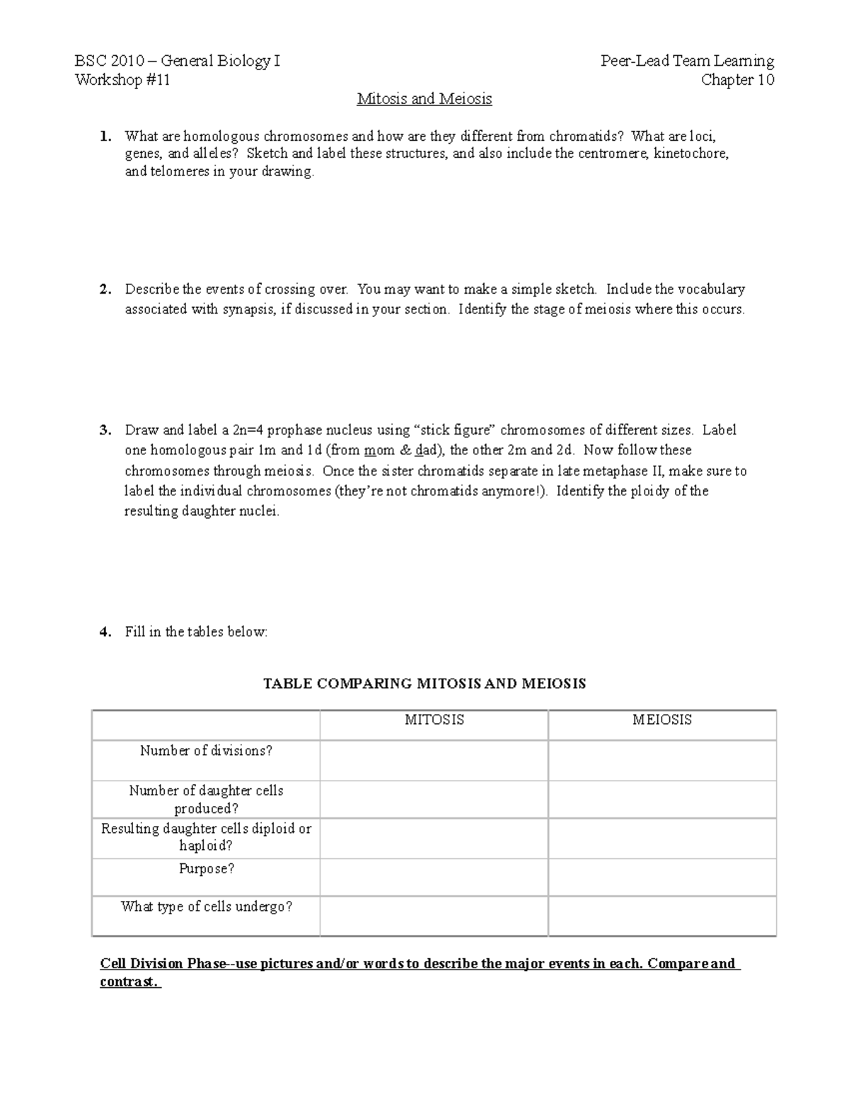 Worhshop 11 - Coursework - BSC 2010 – General Biology I Peer-Lead Team ...