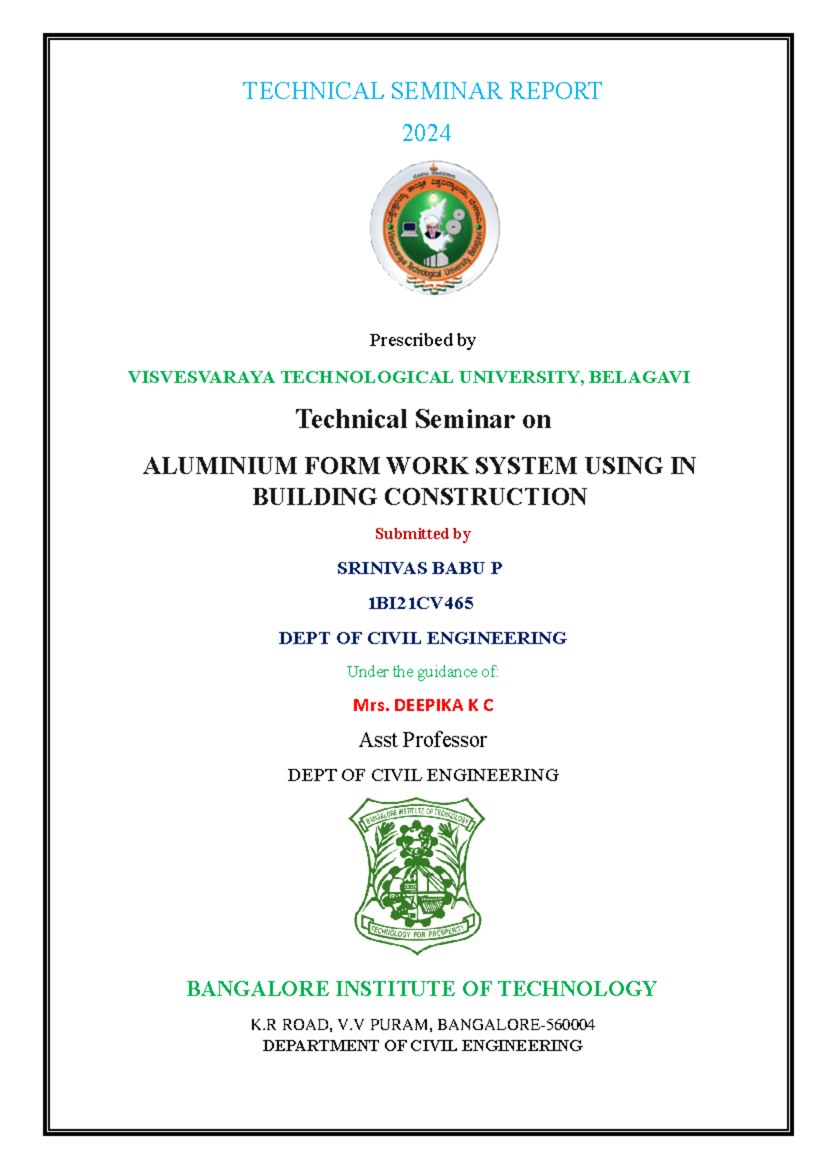 Front page teh seminar - title - TECHNICAL SEMINAR REPORT 2024 ...