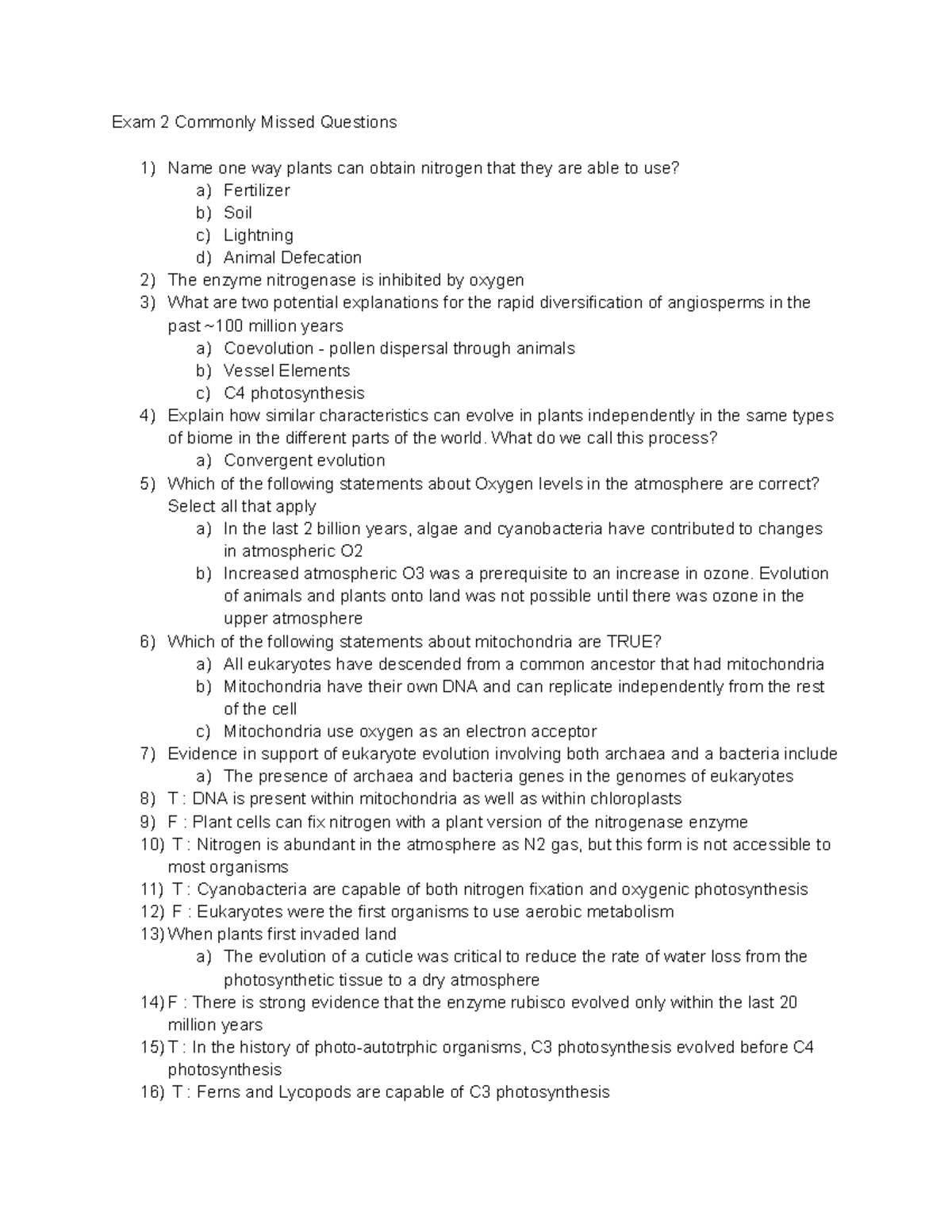 Exam 2 Commonly Missed Questions - Exam 2 Commonly Missed Questions ...