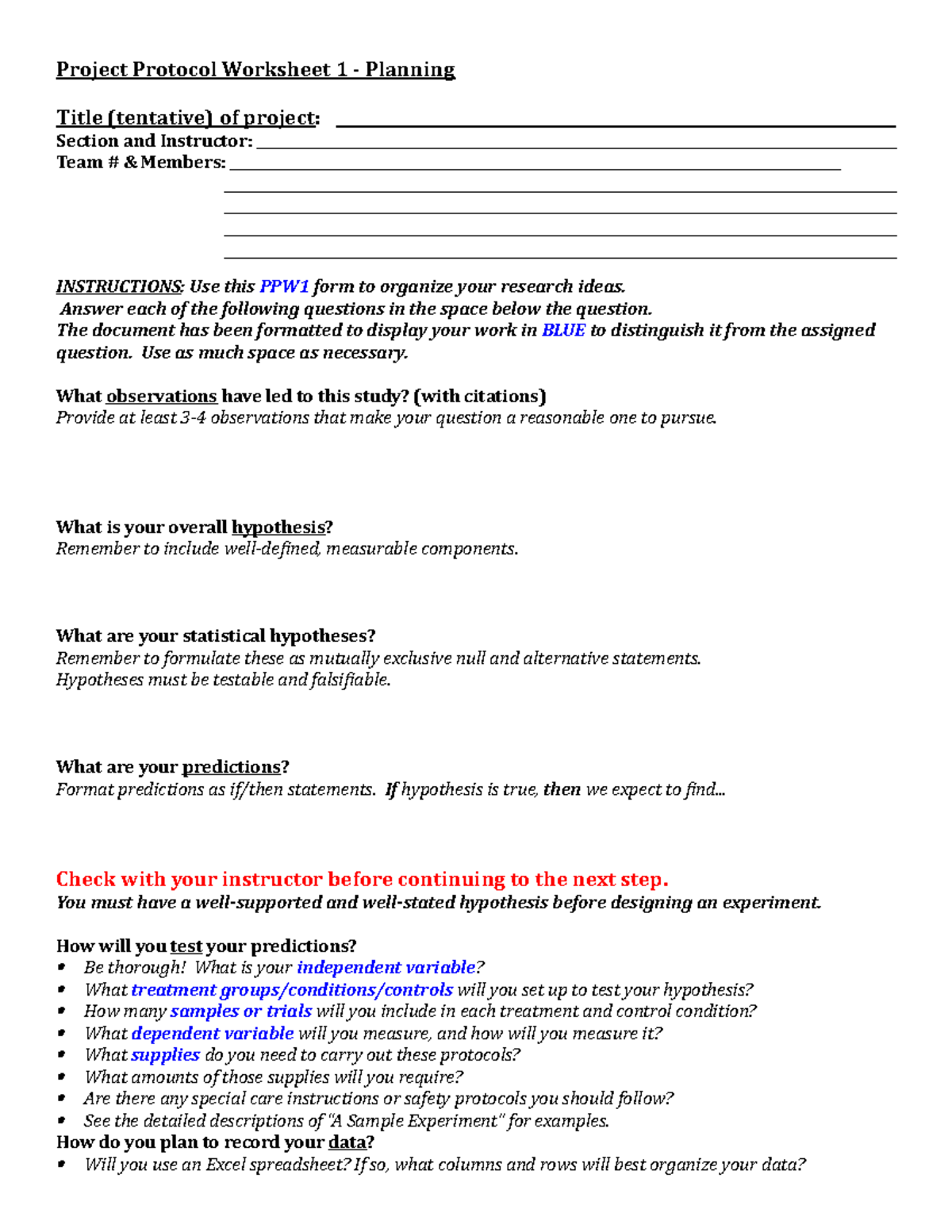 161S20 plant protocol worksheet 1 - Project Protocol Worksheet 1 ...