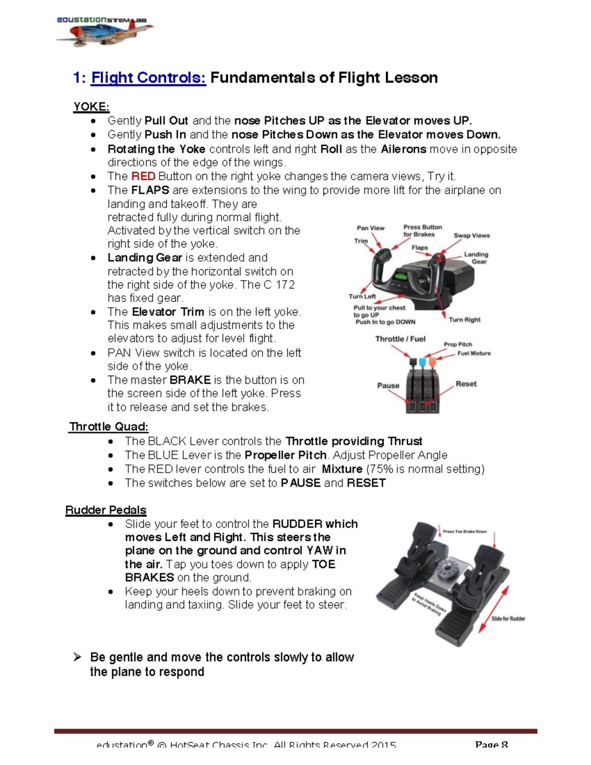 Flight controls copy - edustation ® © HotSeat Chassis Inc. All Rights ...