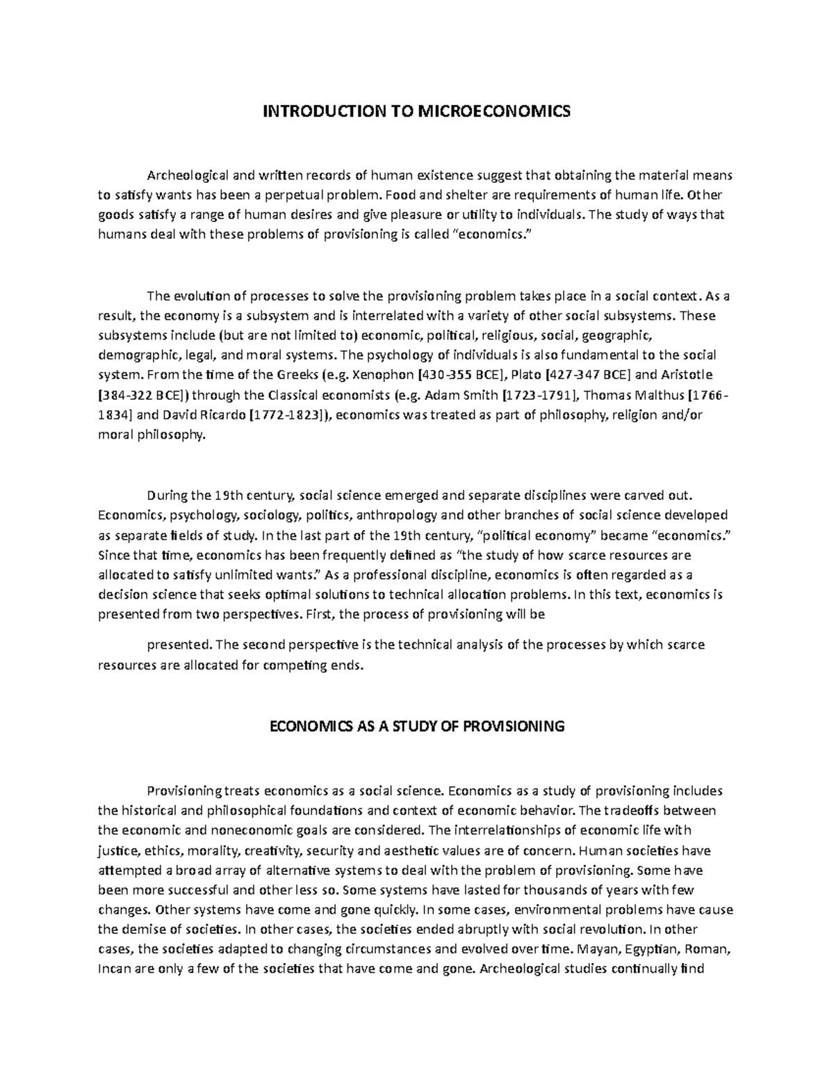 Introduction TO Microeconomics - INTRODUCTION TO MICROECONOMICS ...