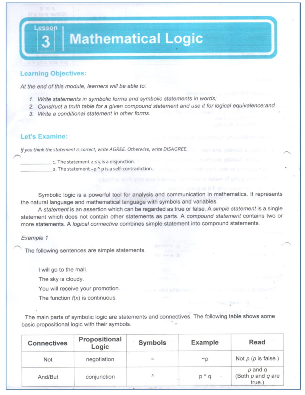 Module 3 Lesson 3 - Essay issue - Or disjunction v p v q p or q (Either ...