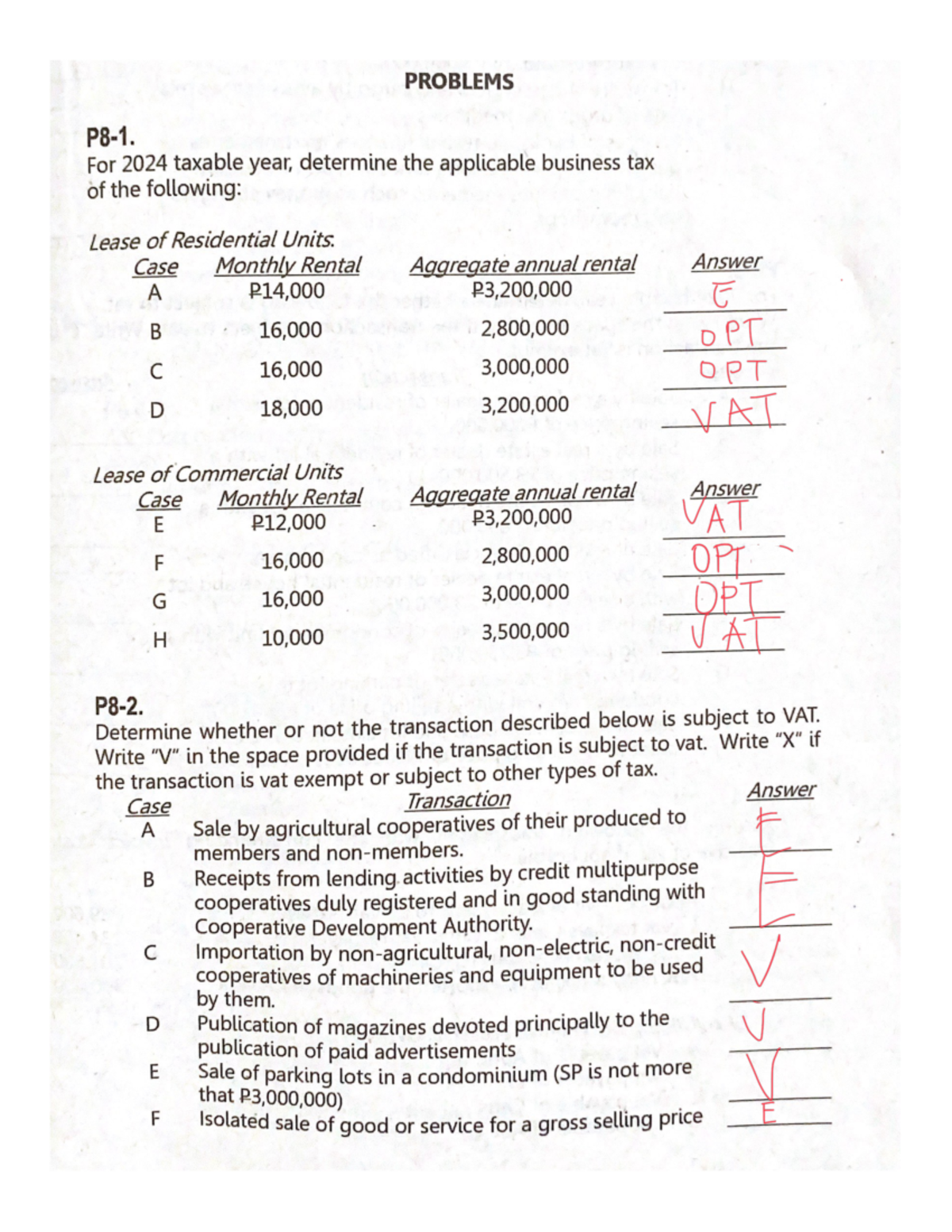 TAX2 - Problems - VAT Practice material - Business Taxation - Studocu
