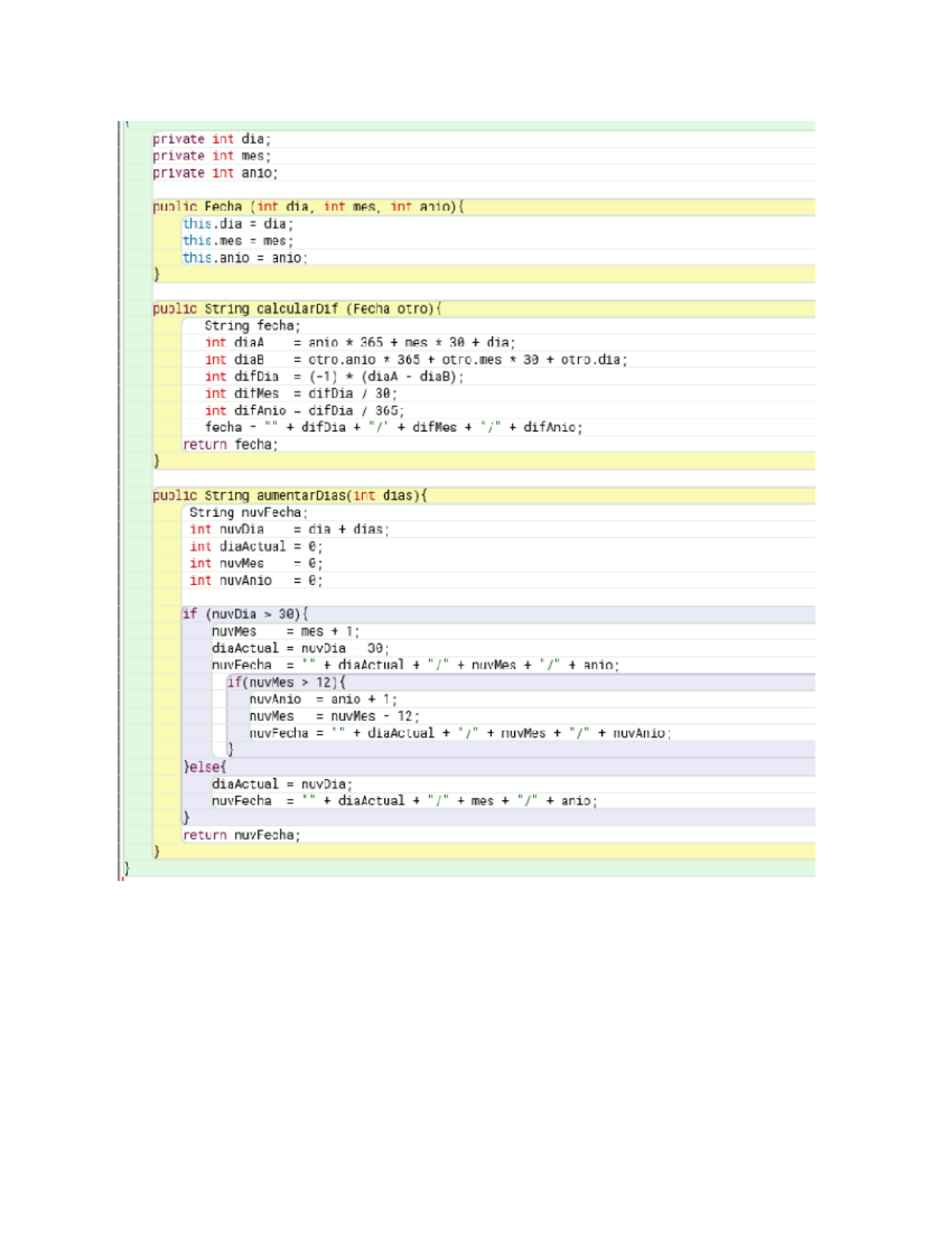 Fecha - ejercicio - I private int dia; private int mes; private int ...