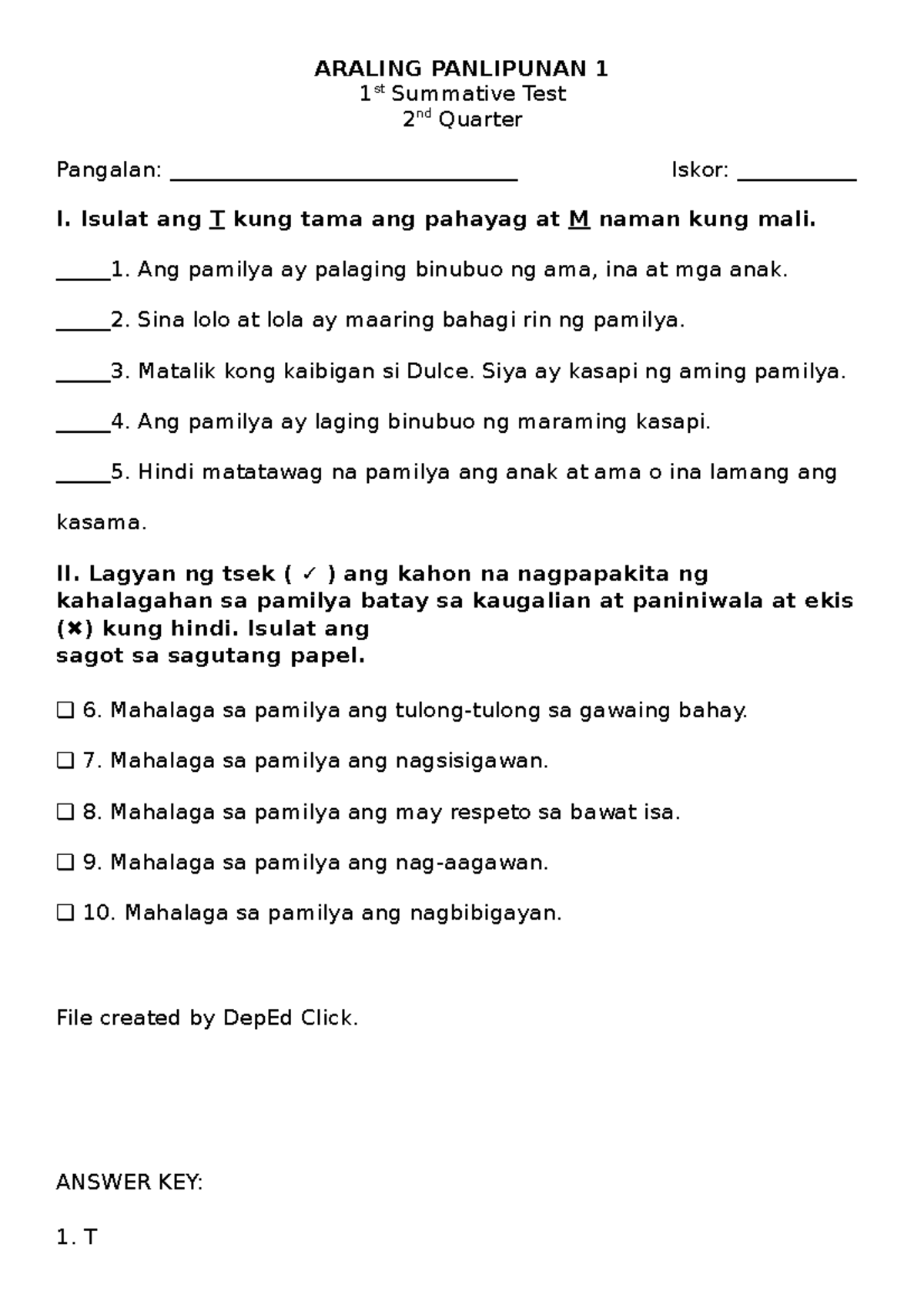 AP 1 Q2 ST1 aralin panlipunan module 1 quarter 2 modules for all - ARALING PANLIPUNAN 1 1 st ...