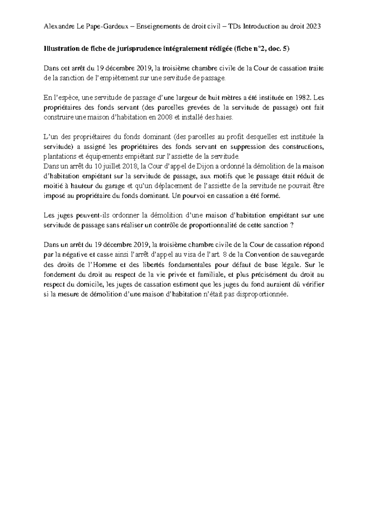 Illustration de fiche de jurisprudence intégralement rédigée ...