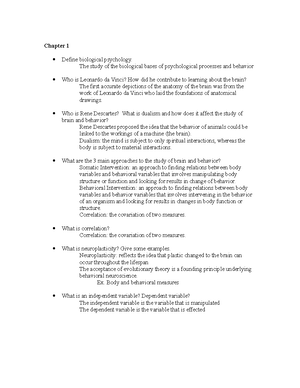 Psy studyguide - Exam Study Guide - Module 4 PSY 209: Brain and Behavior Exam 2 Review When you ...