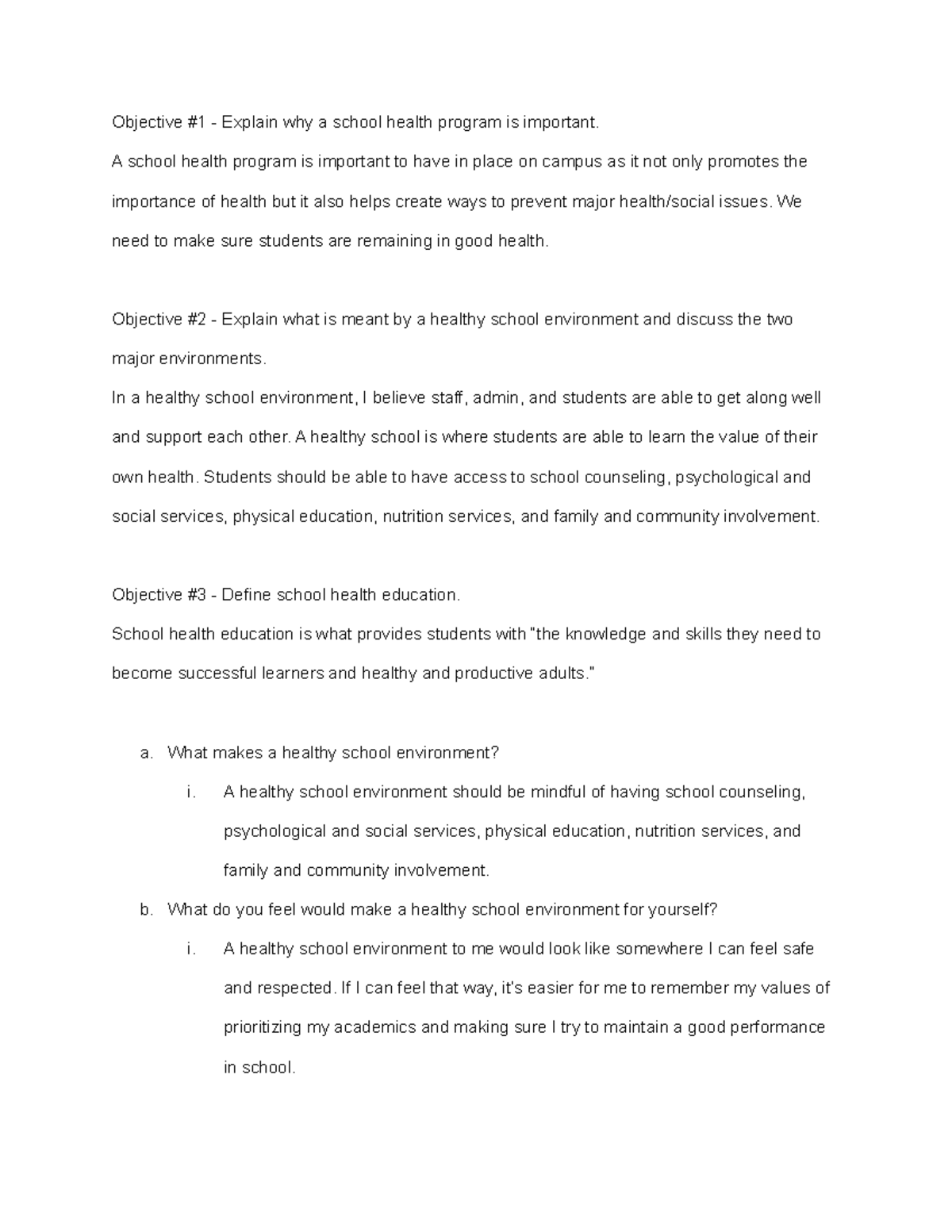 Health of the school - Objective #1 - Explain why a school health ...