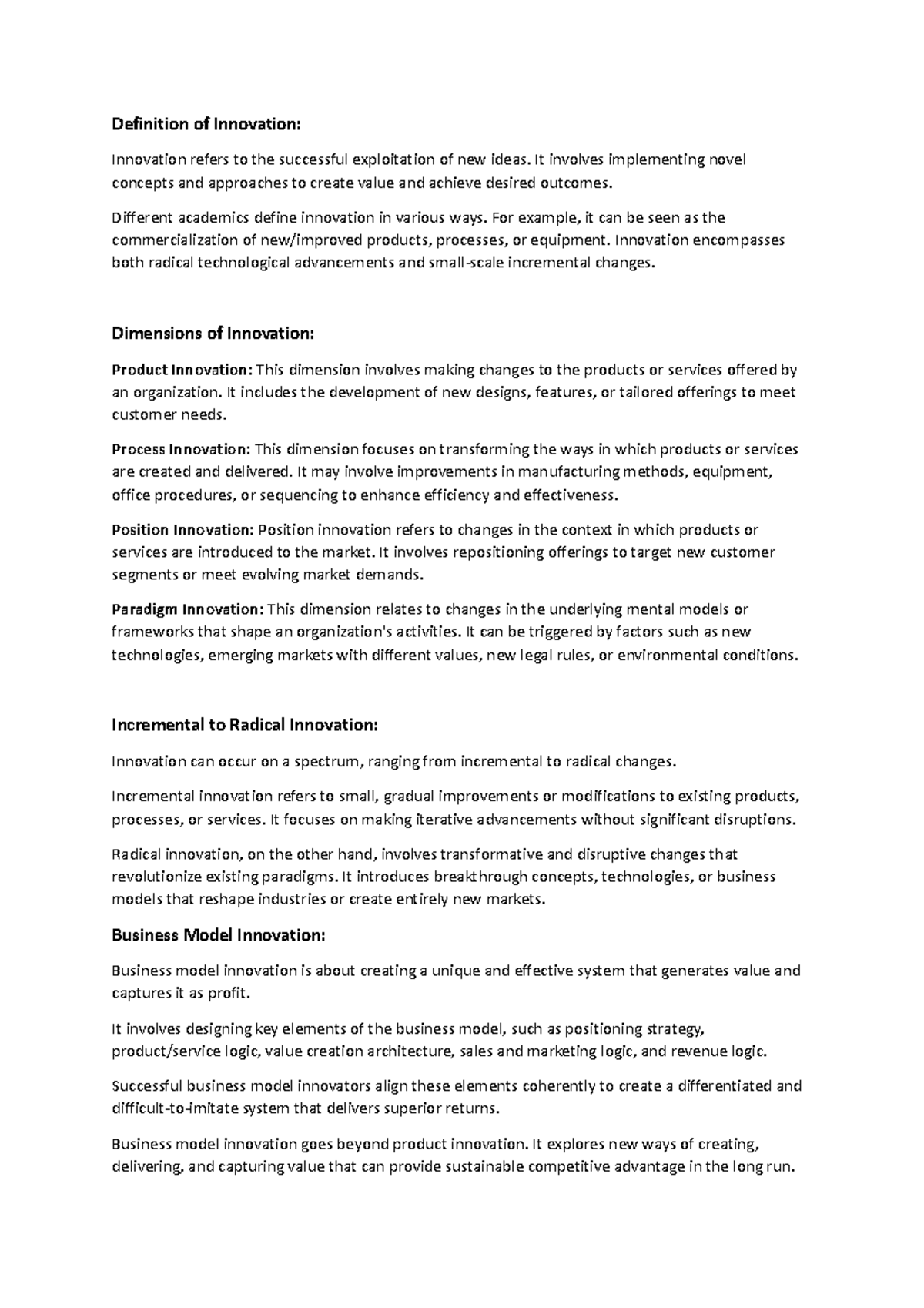 BUS111 EXAM - egsd df s fsdf s - Definition of Innovation: Innovation ...