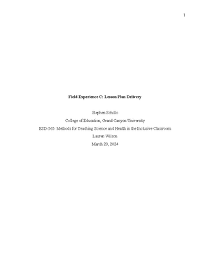 ESD 565 Innovative Science and Health Instructional Methods Lesson Plan ...