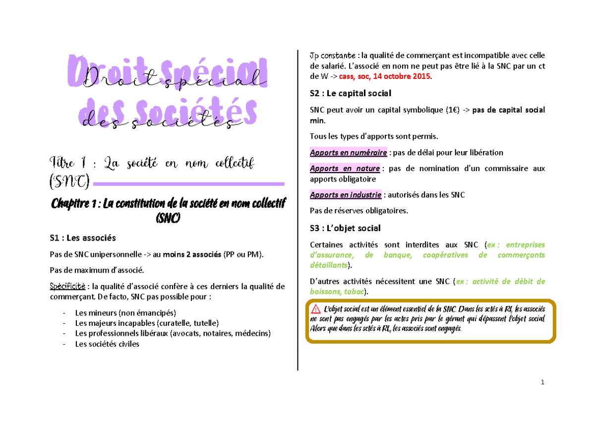 Fiche DSDS DS DS DS DS DS DS SDDDF - Droit sp é cial des soci é t é s ...