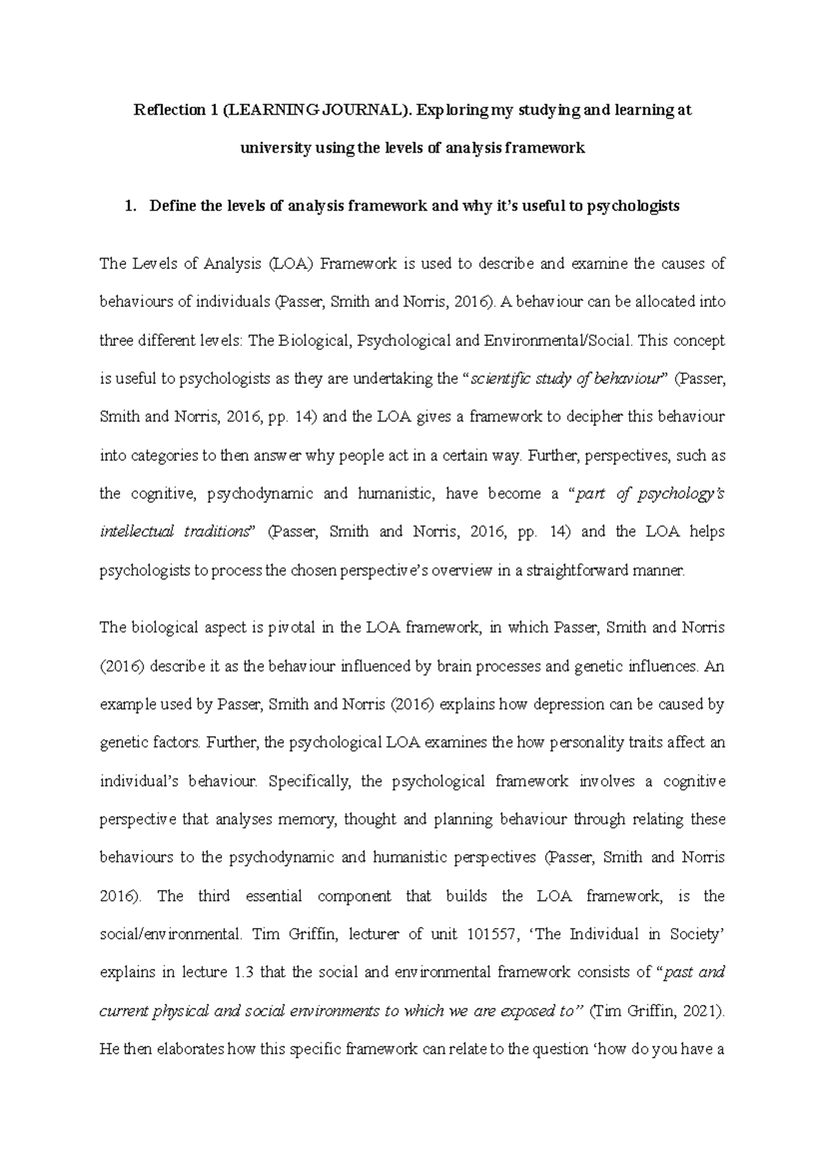 Reflection (Learning Journal) 1 - Reflection 1 (LEARNING JOURNAL ...