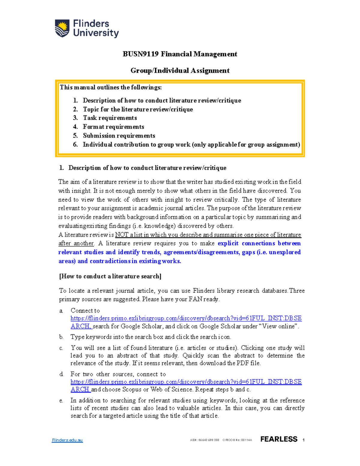 BUSN 9119 Assignment manual - BUSN9119 Financial Management Group ...