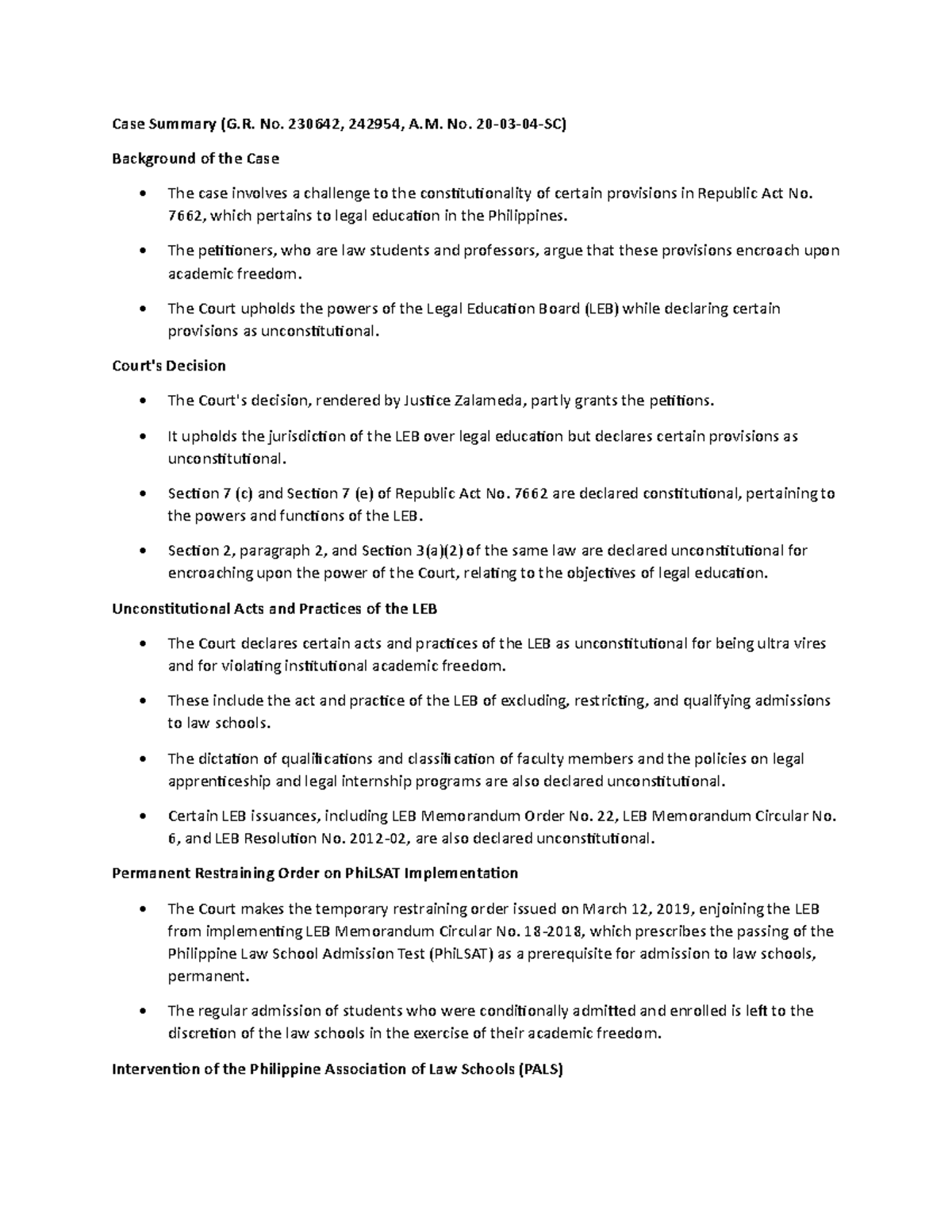 1. Pimentel Vs. Legal Education Board (Jur - Case Summary (G. No ...