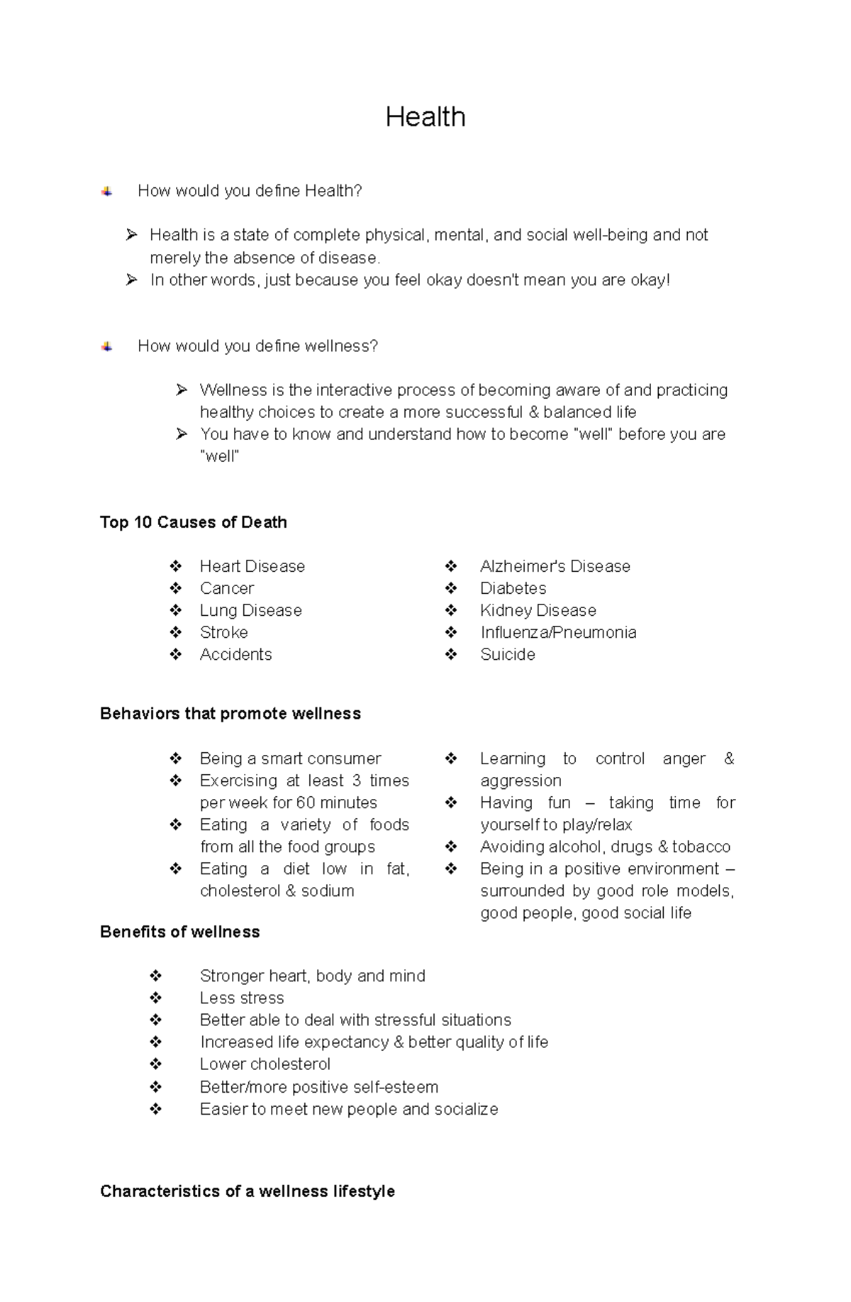 Health and Wellness - Part 2 - Health How would you define Health ...