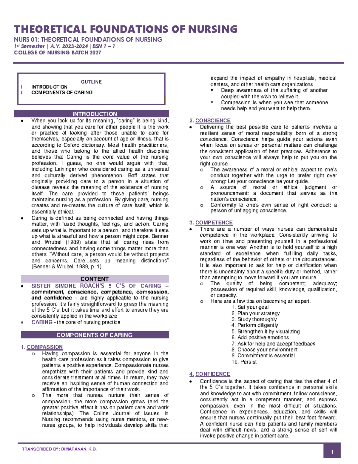TFN Caring Components - all about tfn - 1 TRANSCRIBED BY: DIMARANAN, K ...