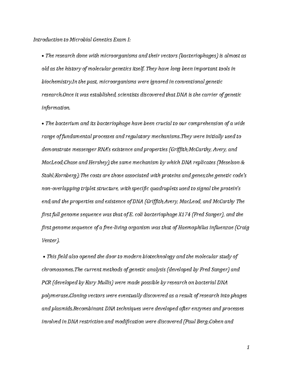 Study guide notes for Microbial Genetic - Introduction to Microbial ...