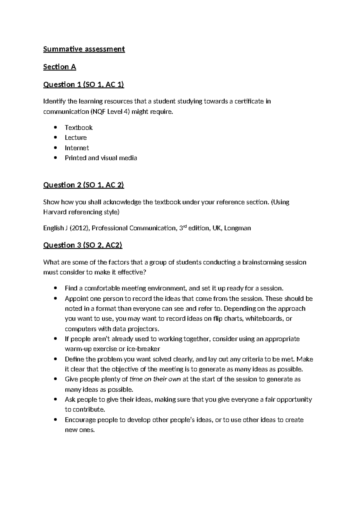 Summative assessment 5 Complete - Summative assessment Section A ...