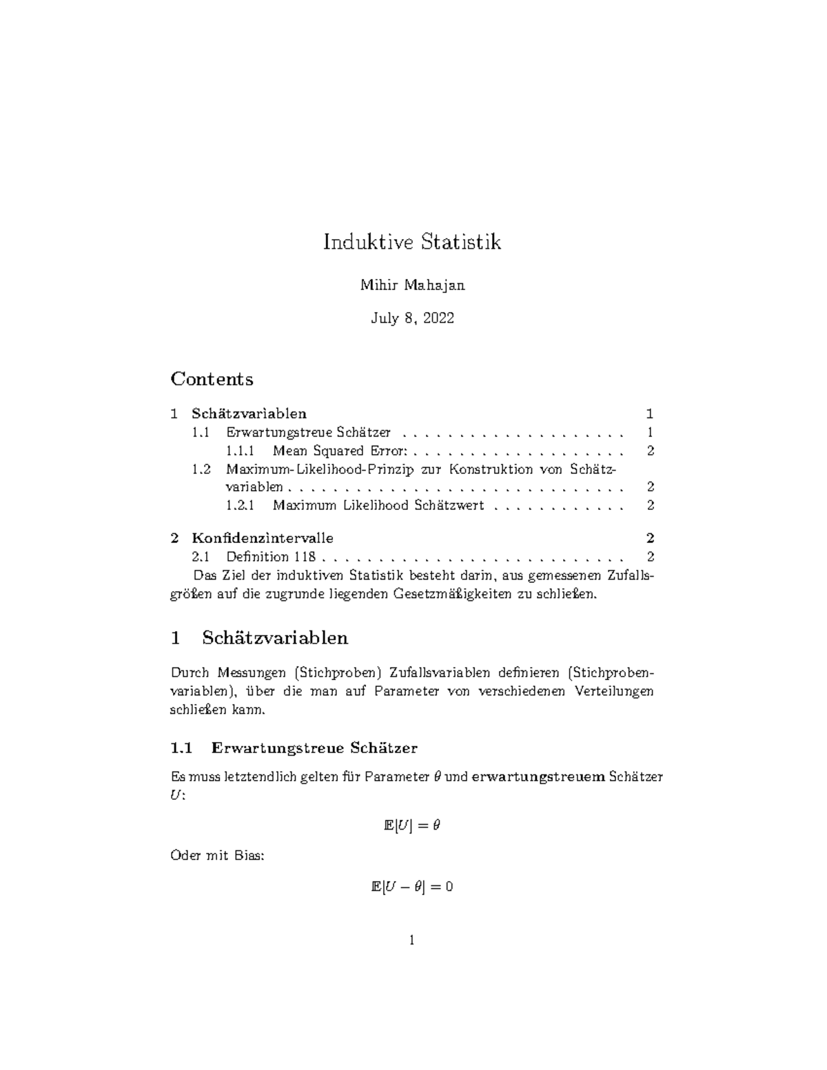 Induktive Statistik - Detailed notes made during and after the lectures ...
