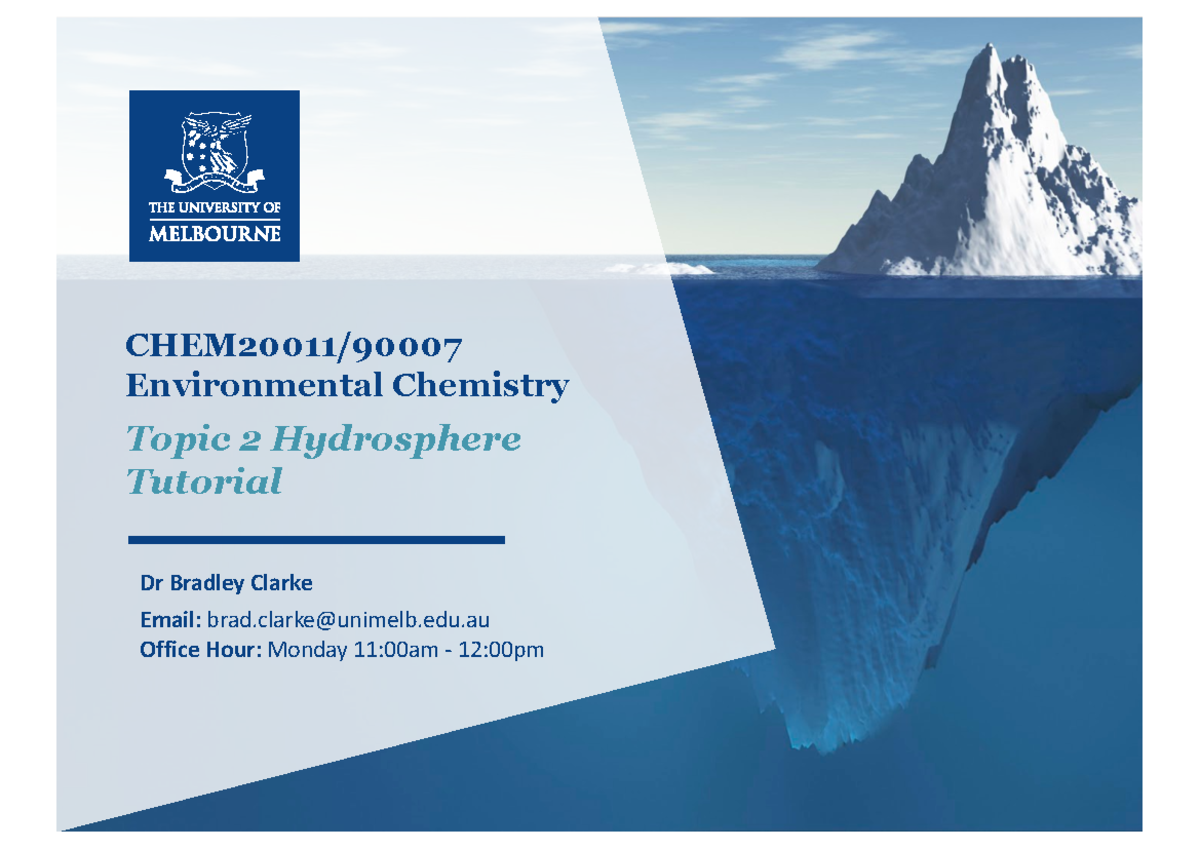 CHEM2001 1 2022 T2-Hydrosphere Tutorial- revision Problems - CHEM20011 ...