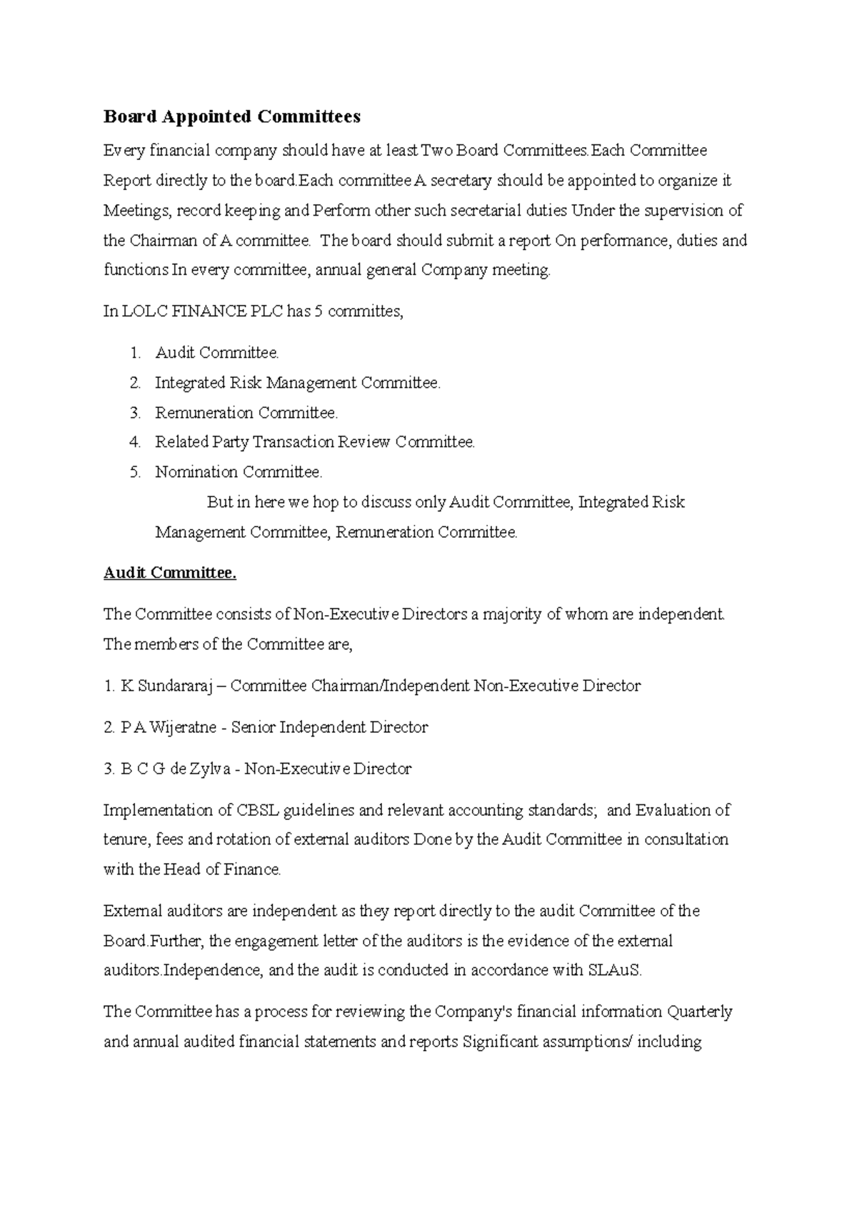 Board Appointed Committees - Board Appointed Committees Every financial ...