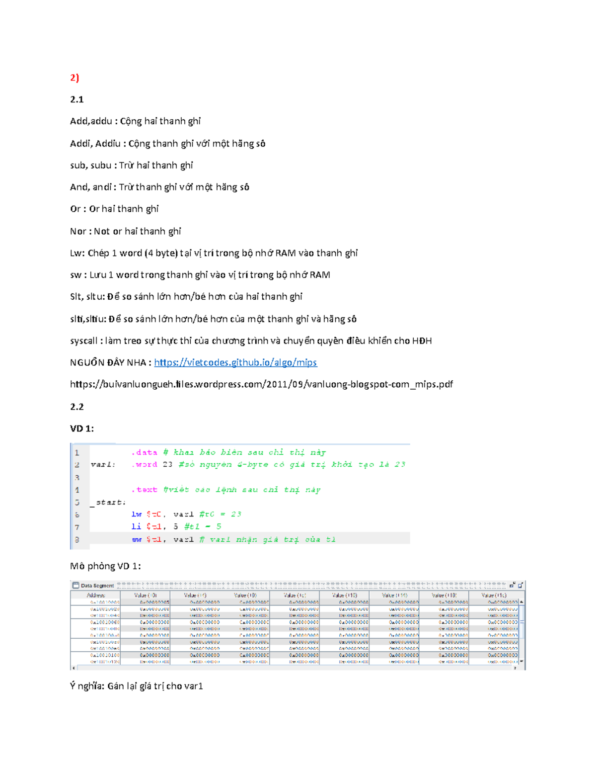 jhdhhbdshbjdsbhjdbhd - 2) 2. Add,addu : C ng hai thanh ghiộ Addi, Addiu ...