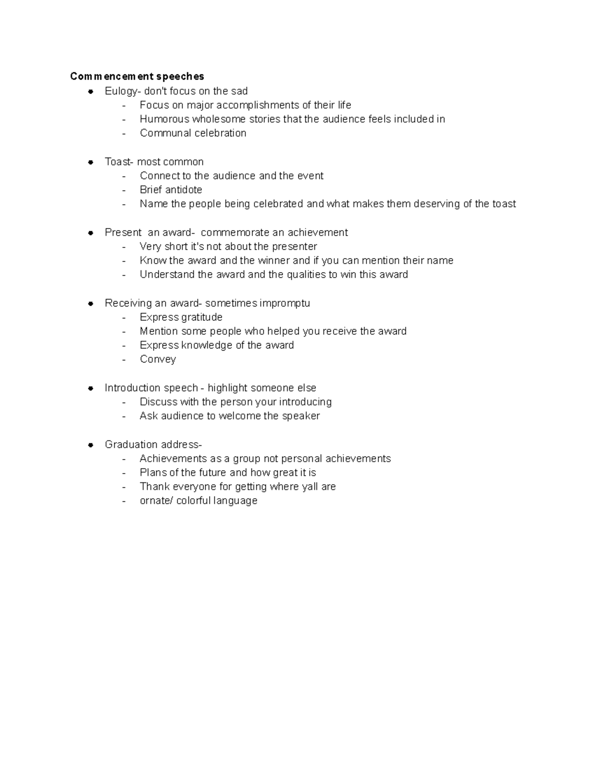 Commencement speeches - Studocu