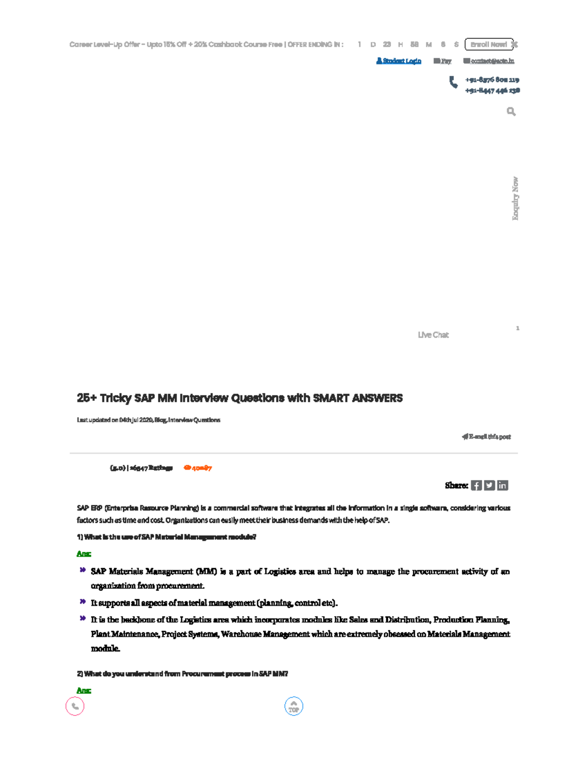 SAP MM INterview Question With Smart Answer - Studocu