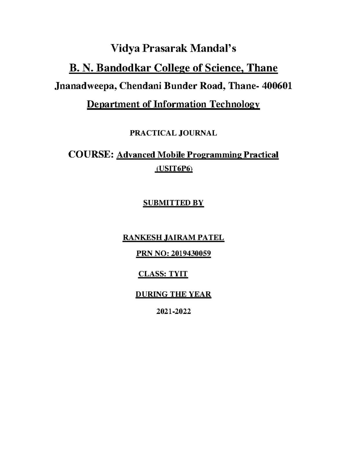 Android Practical 2019 430059 - Bsc. Information Technology - MU - Studocu