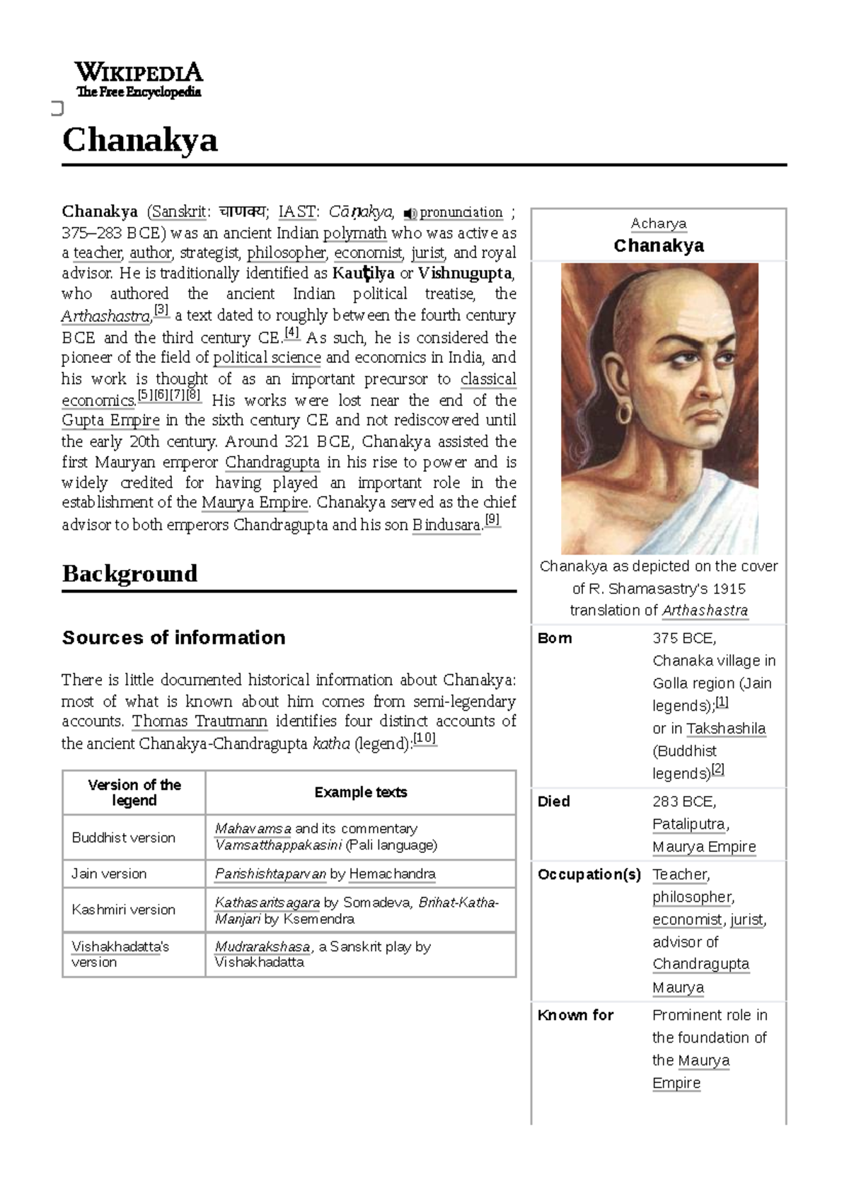 Chanakya - general awareness - Acharya Chanakya Chanakya as depicted on ...