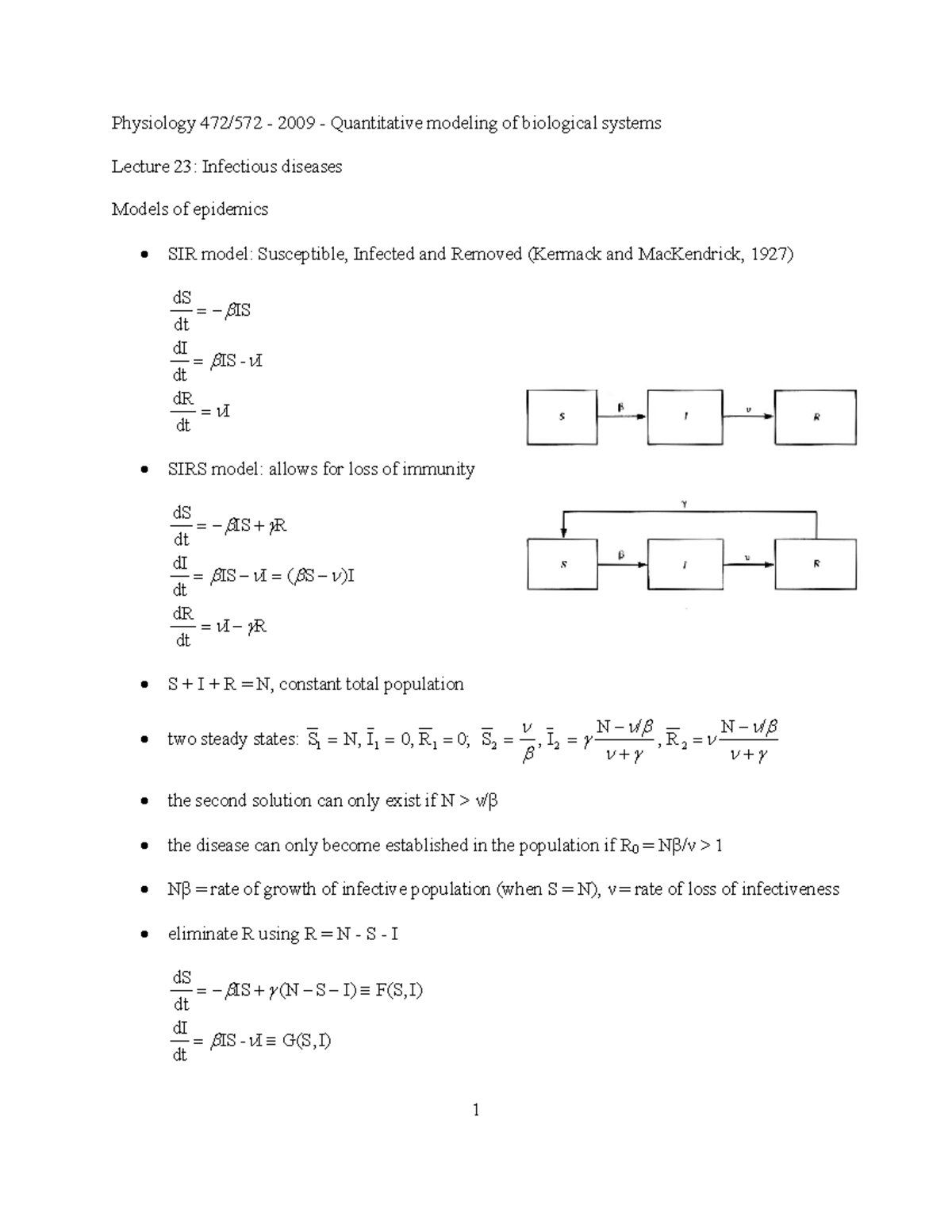 Physiology lecture note 20 - 1 Physiology 472/572 - 2009 - Quantitative ...